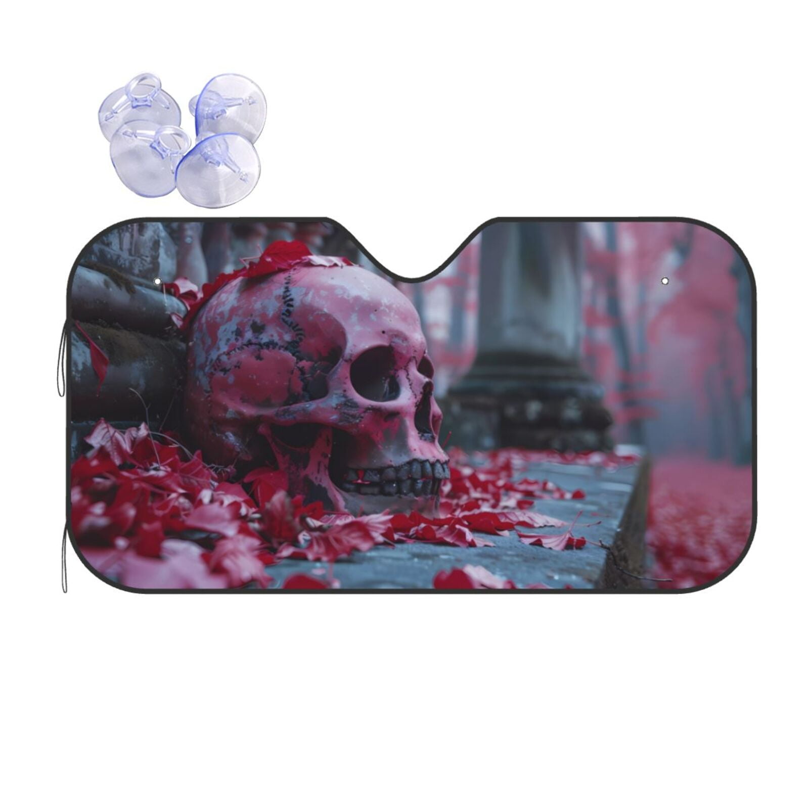 Fuzoiu Gothic Red Skull Cemetery Print Car Windshield Sun Shade,Block ...