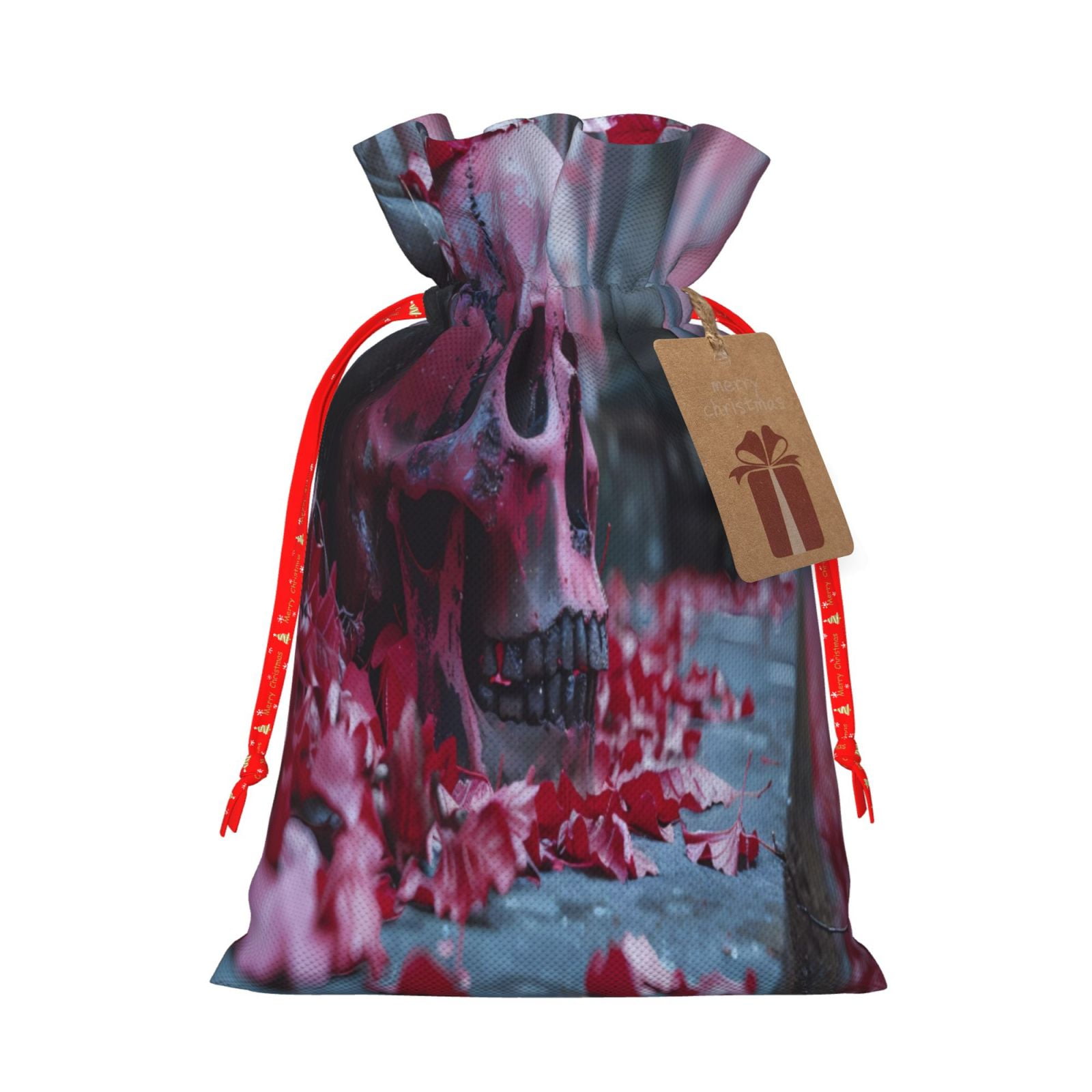 Fuzoiu Gothic Red Skull Cemetery Print Christmas Gift Bag,Burlap Gift ...
