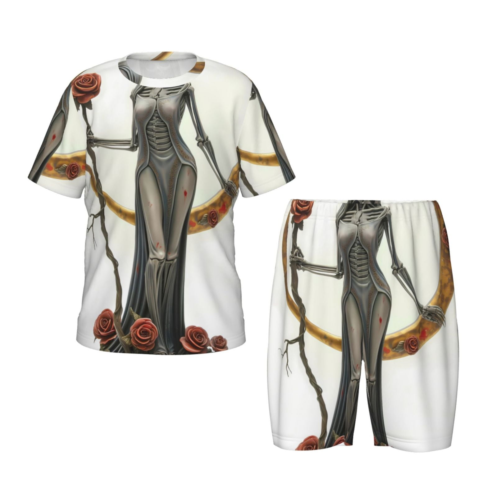 Fuzoiu Gothic Skeleton With Roses Print Boys Girls Pjs Sleepwear,2 ...