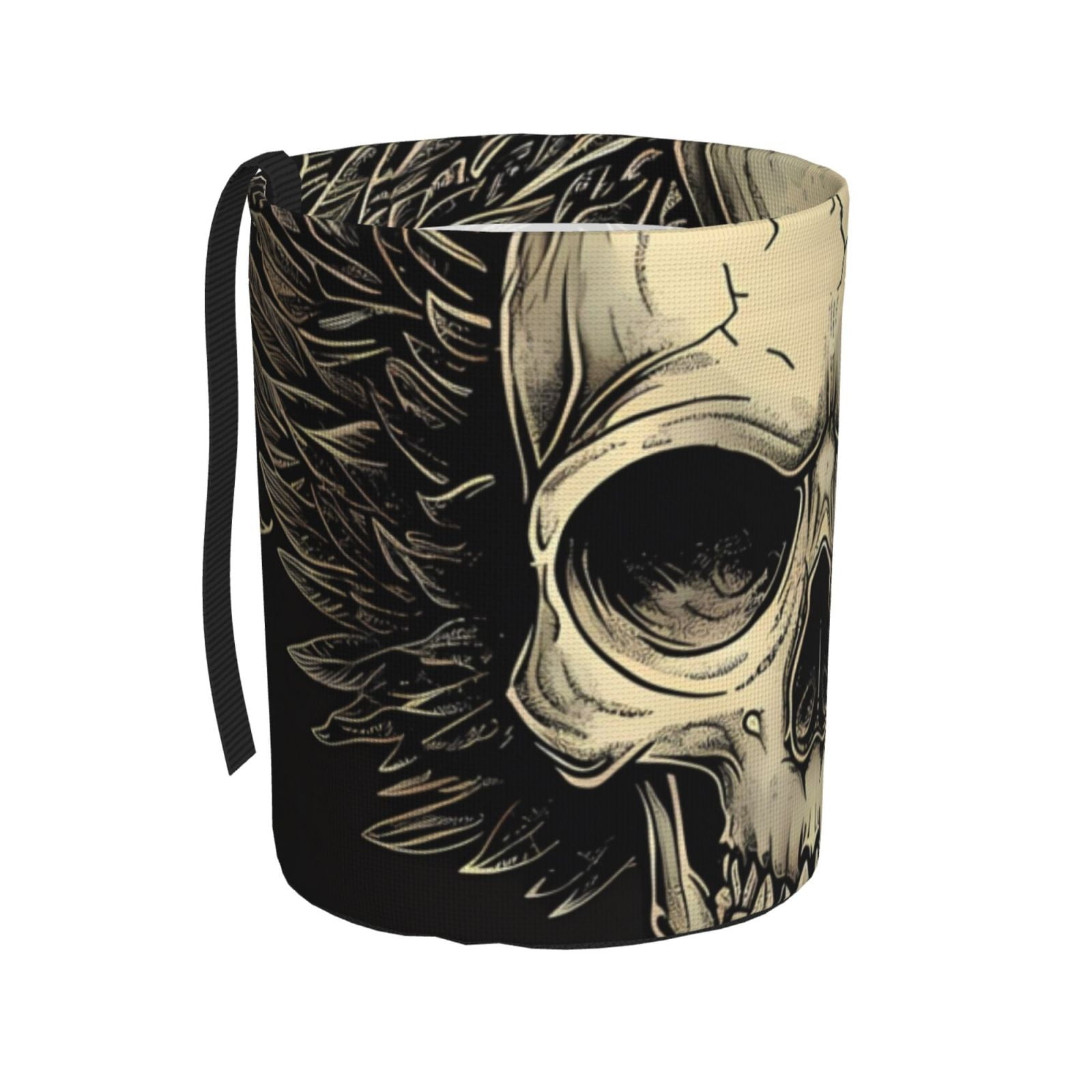 Fuzoiu Gothic Winged Skull Print Car Trash Can,Leakproof Car Trash Can ...