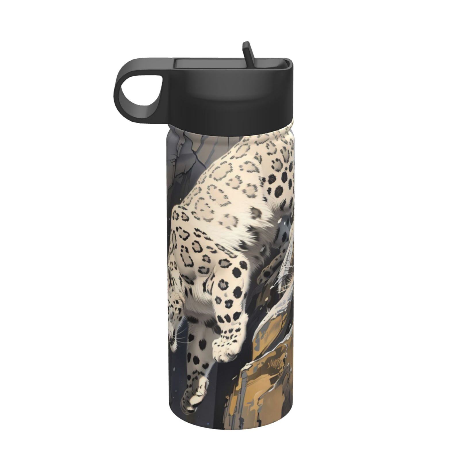 Fuzoiu Graceful Snow Leopard Print 18oz Insulated Sports Kettle ...