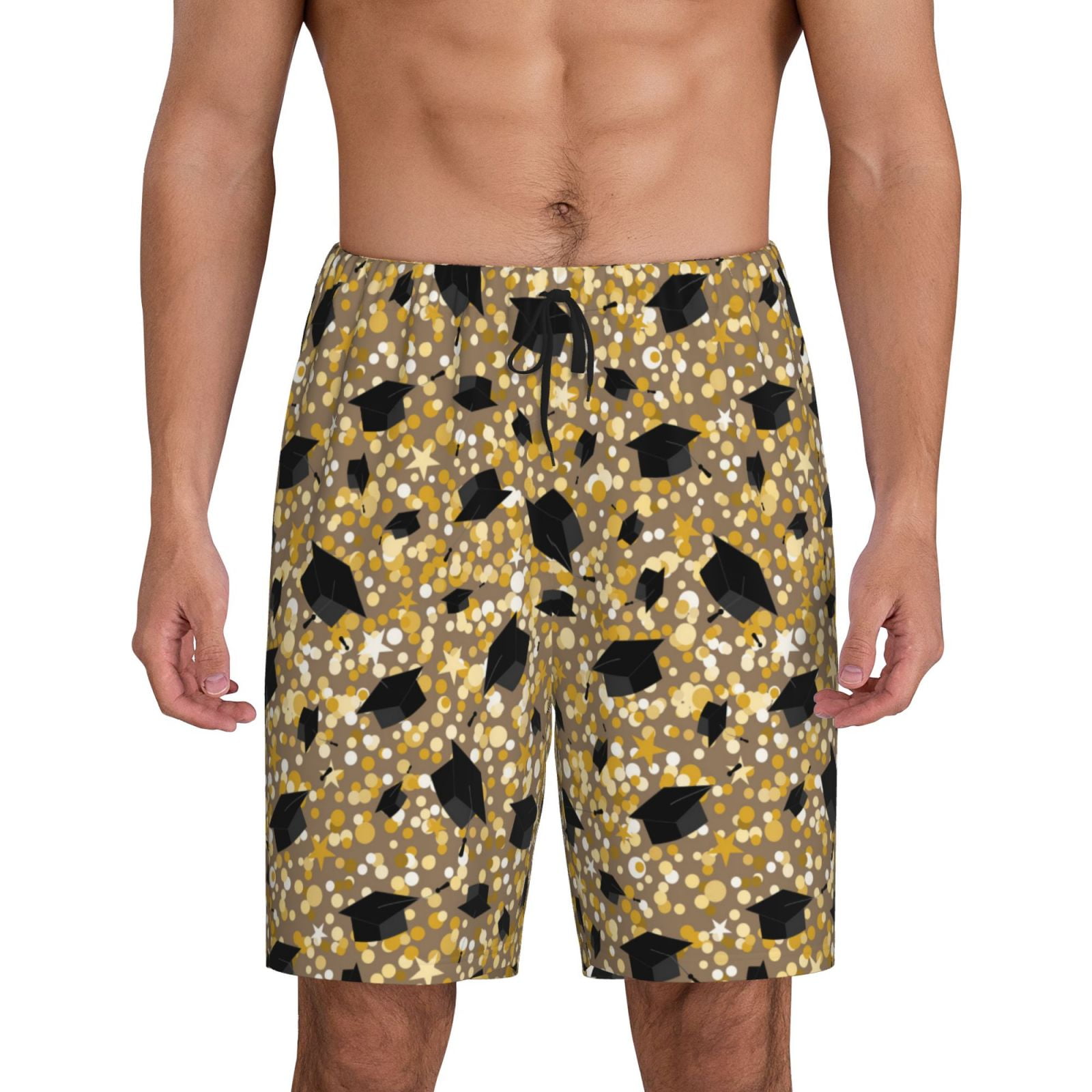 Fuzoiu Graduation Hats3 Print Pajama Shorts for Men, Men's Pajama ...