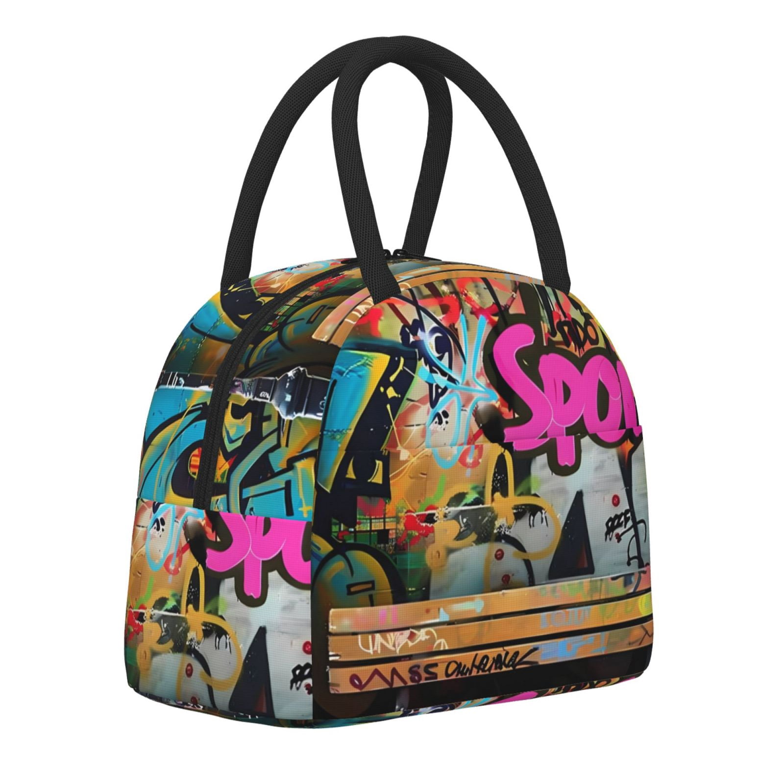 Fuzoiu Graffiti Lamp Urban Scene Print Insulated Lunch Bag for Women ...