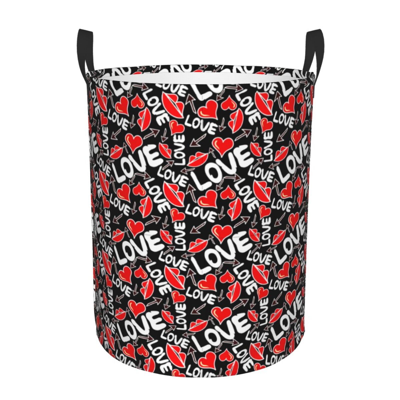 Fuzoiu Graffiti Valentine Day Print Circular Hamper,Laundry Basket with ...