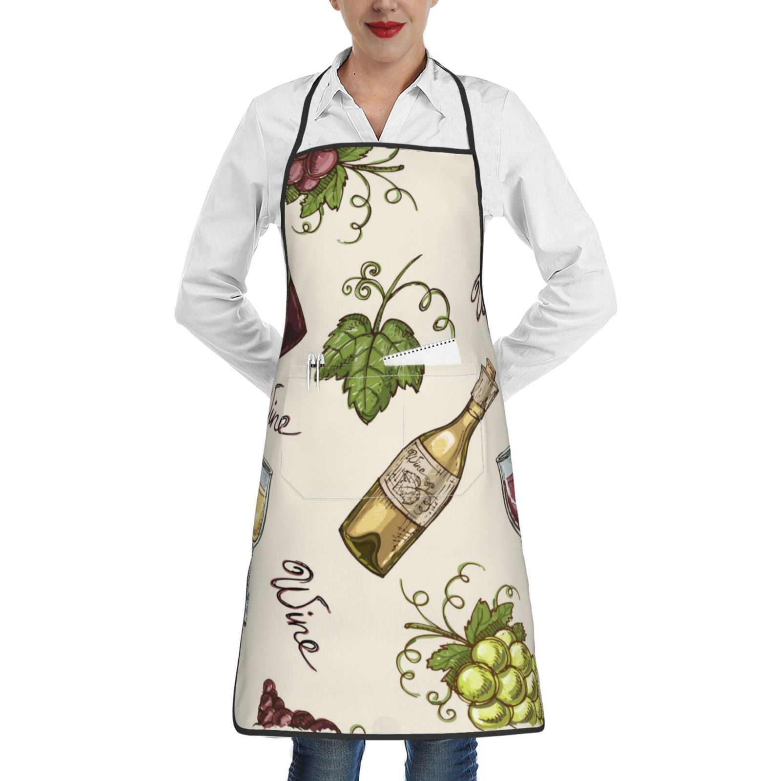 Fuzoiu Grapes Bbottles Wine Print Kitchen Cooking Aprons,Kitchen ...