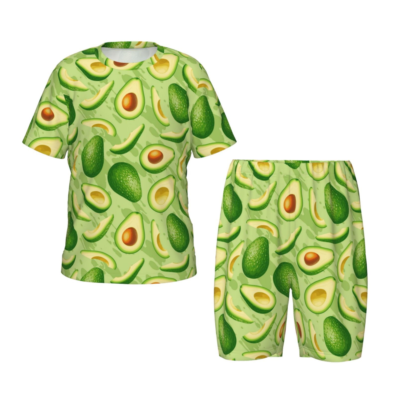 Fuzoiu Green Avocado Print Boys Girls Pjs Sleepwear,2 Piece Pajam,Comfy ...