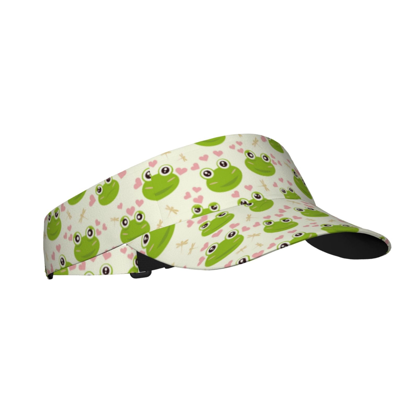 Fuzoiu Green Frog Print Adult Sunscreen Visor Cap,Adjustable Summer Cap ...