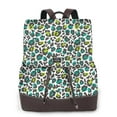 Fuzoiu Green Leopard Print Women's Leather Backpack,Backpack in Leather ...