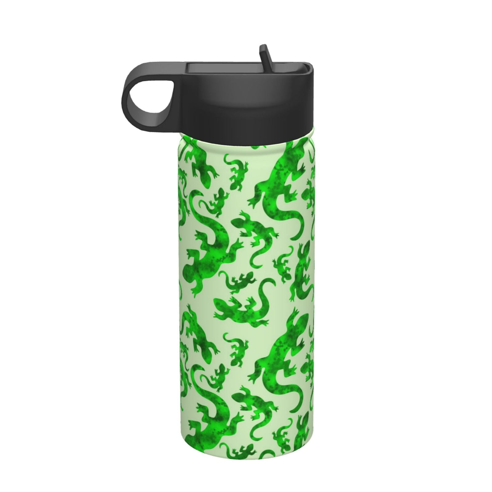 Fuzoiu Green Lizard Print 18oz Insulated Sports Kettle, Outdoor Sport ...