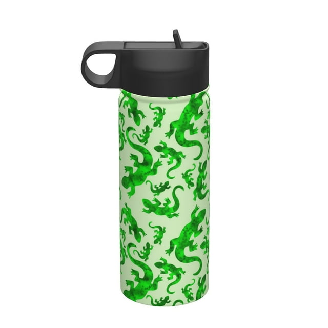 Fuzoiu Green Lizard Print 18oz Insulated Sports Kettle, Outdoor Sport ...