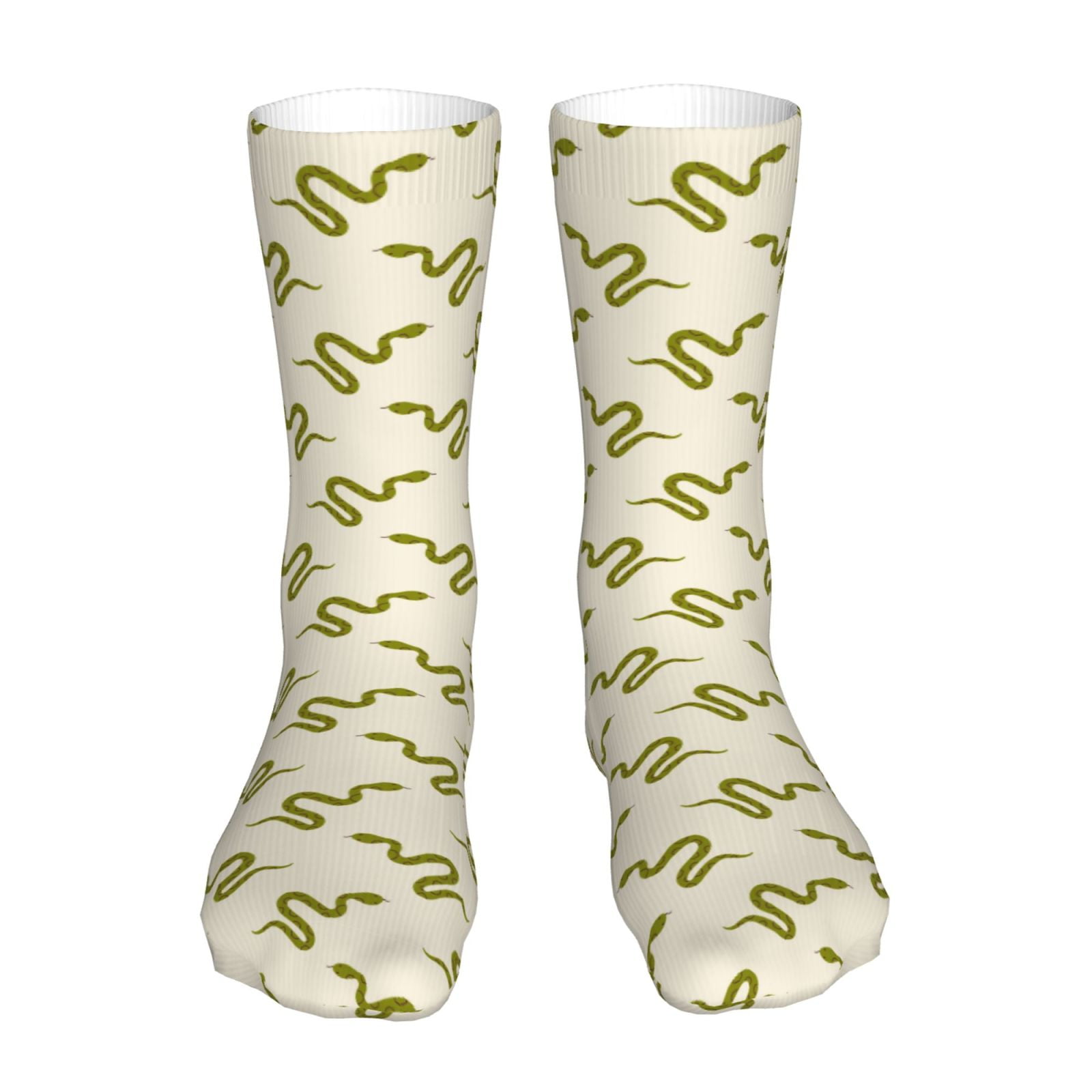 Fuzoiu Green Snake Print Crew Socks,Casual Athletic Gym LightWeight ...
