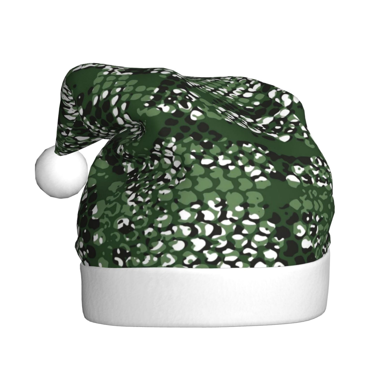 Fuzoiu Green Snakeskin Print Santa Hat Christmas Hat for Adults,Santa ...
