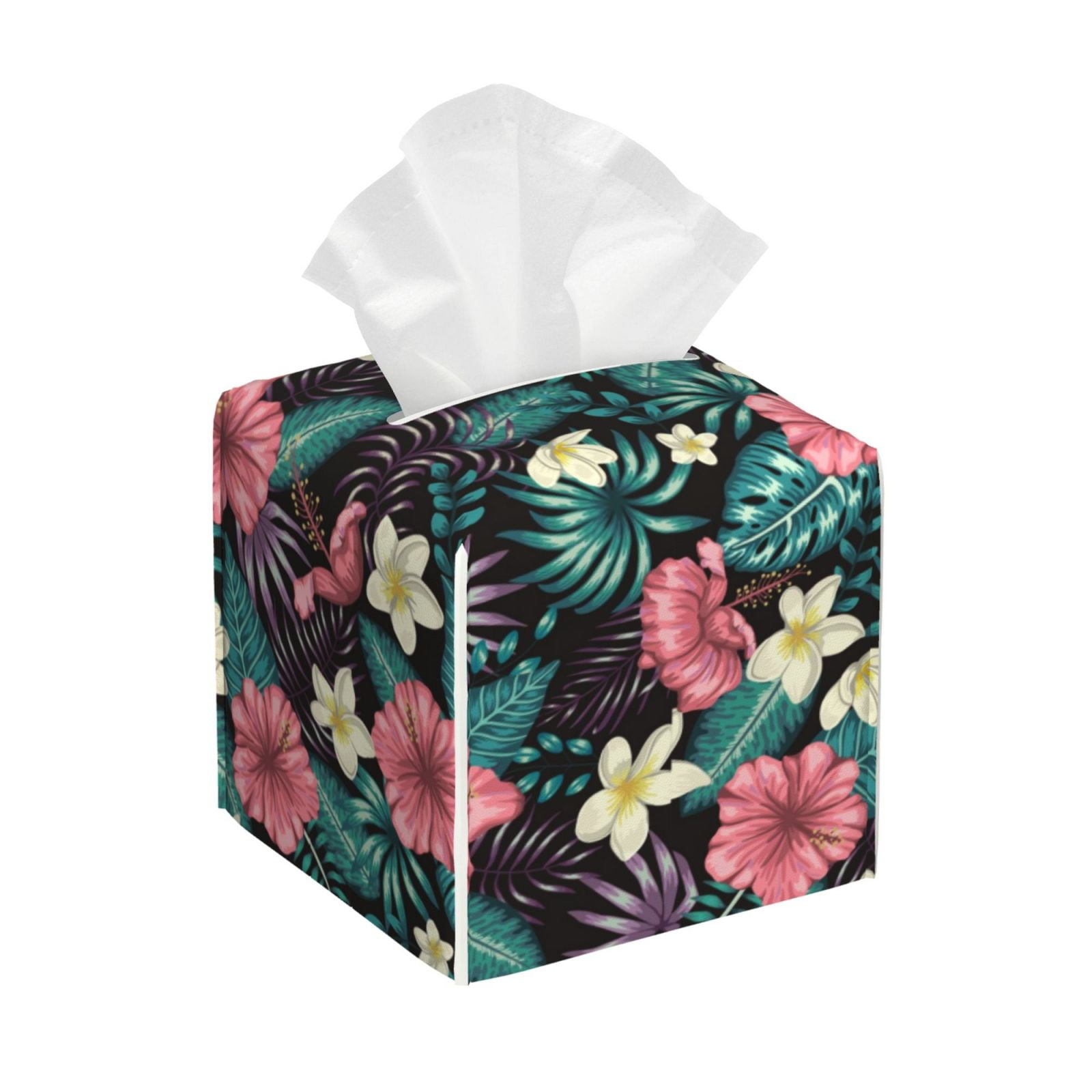 Fuzoiu Green Tropical Leaves Print Tissue Box Cover Holder, Square ...
