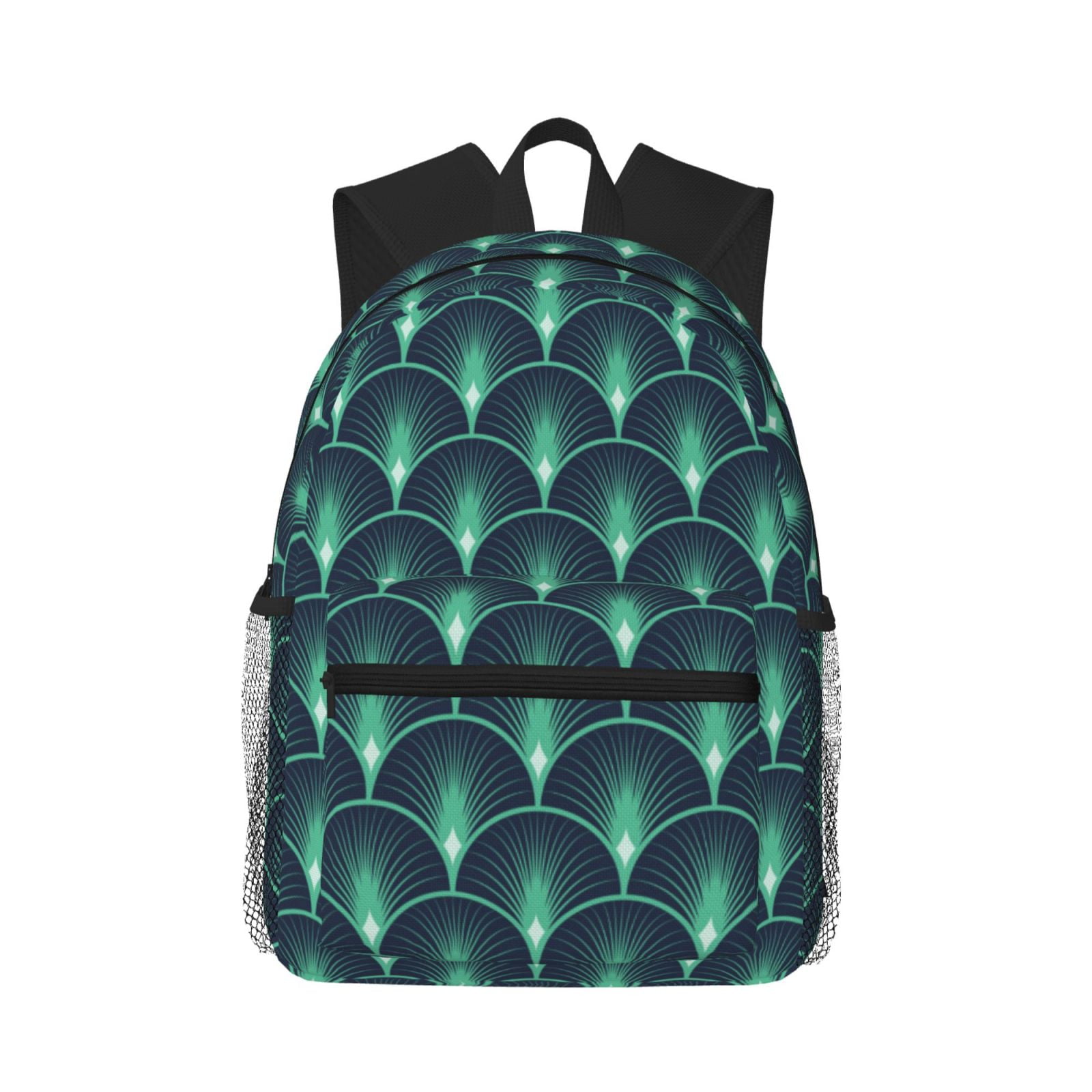 Fuzoiu Green Vintage Peacock Print School Backpack for Teens,Large ...