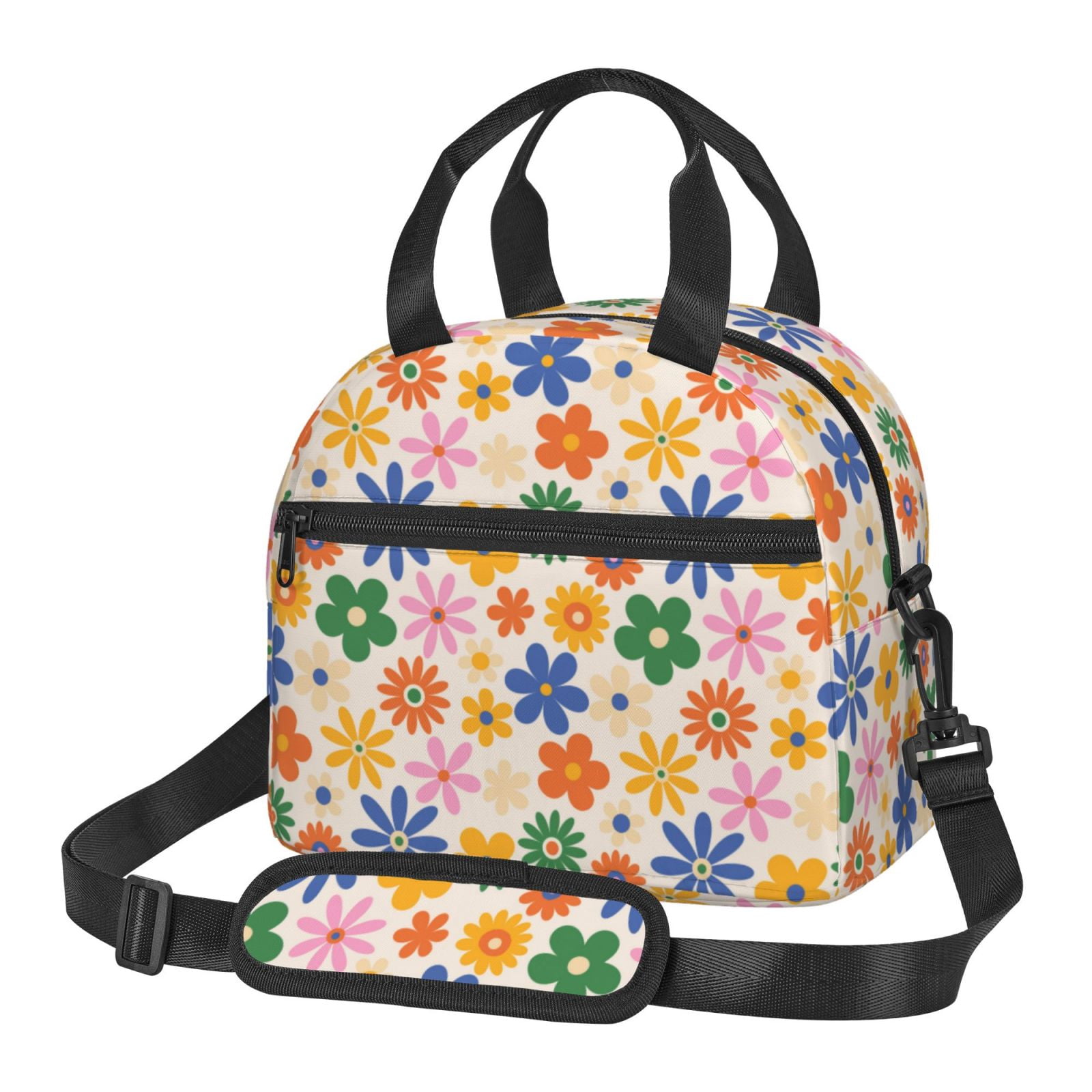 Fuzoiu Groovy Daisy Flowers Print Insulated Lunch Bag for Women Men ...