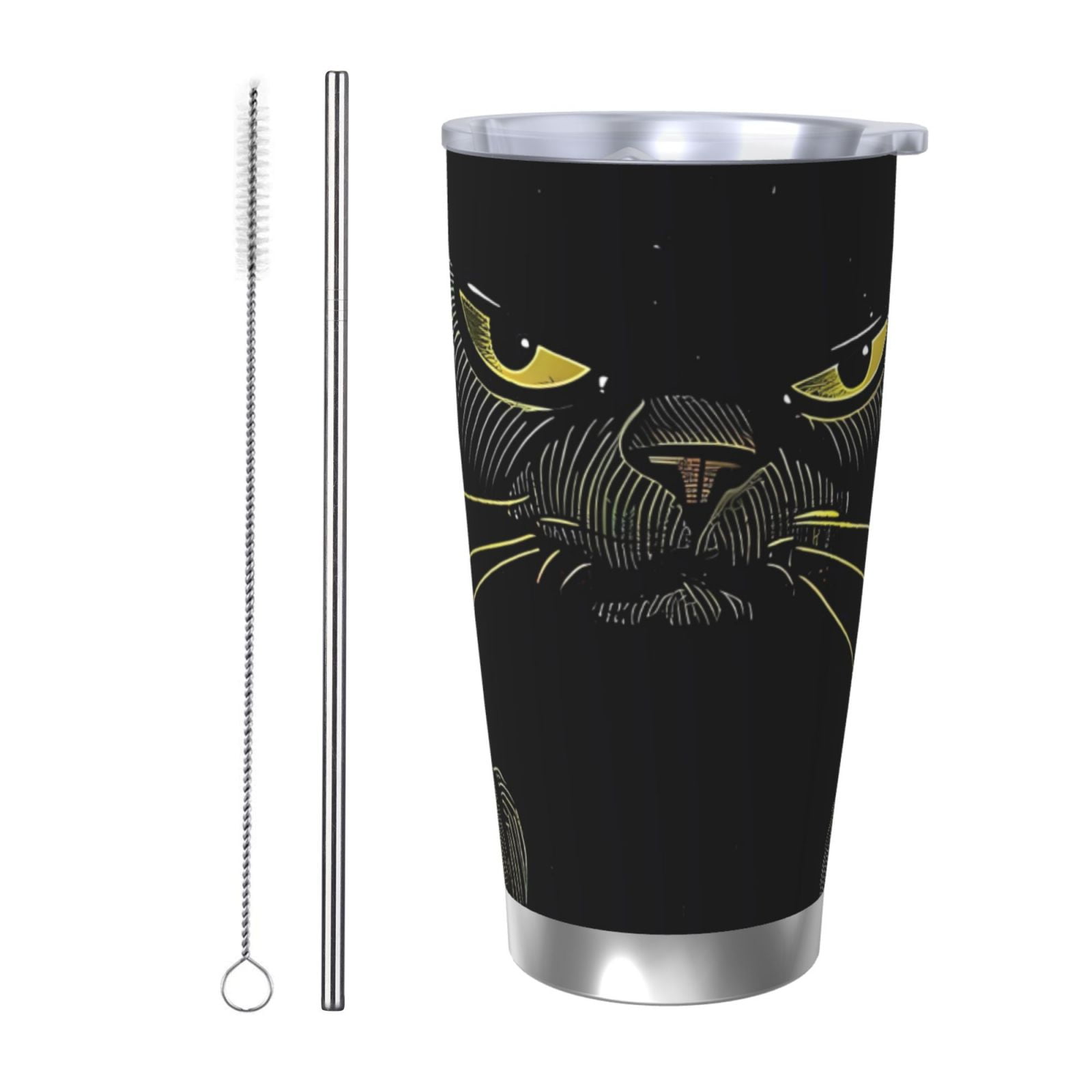 Fuzoiu Grumpy Cat Pianist Print 20oz Tumbler, Stainless Steel Vacuum ...