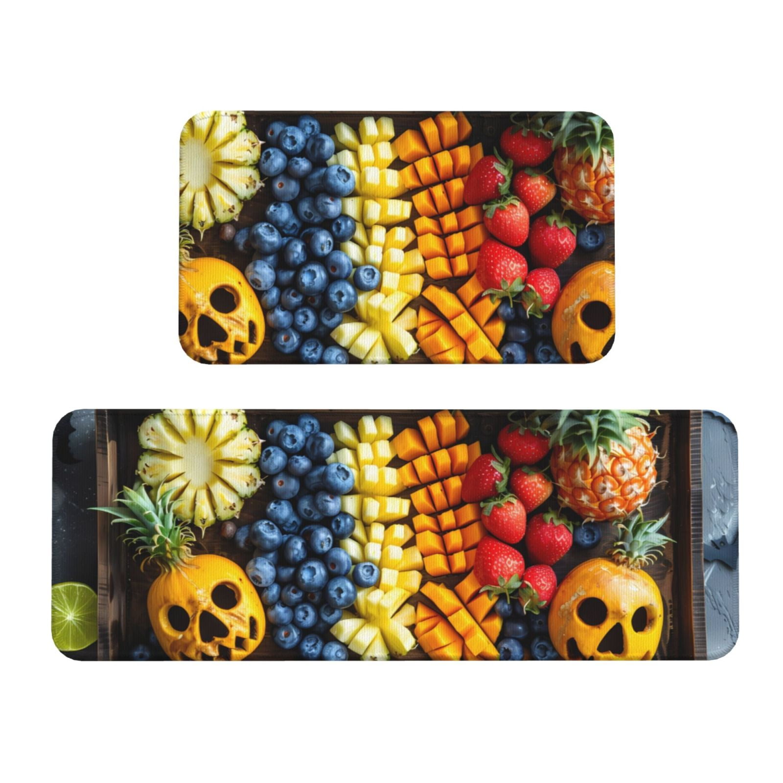 Fuzoiu Halloween Fruit Platter Print Kitchen Floor Mat 2 Sets,Kitchen ...