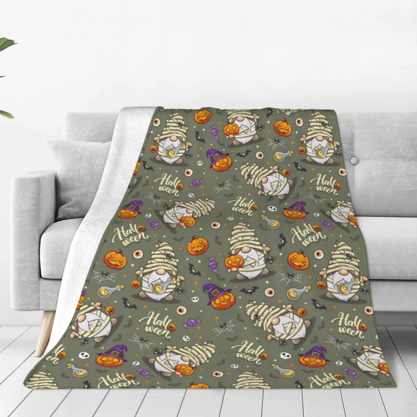 Fuzoiu Halloween Mummy Gnome Print Ultra-Soft Micro Fleece Blanket,All ...
