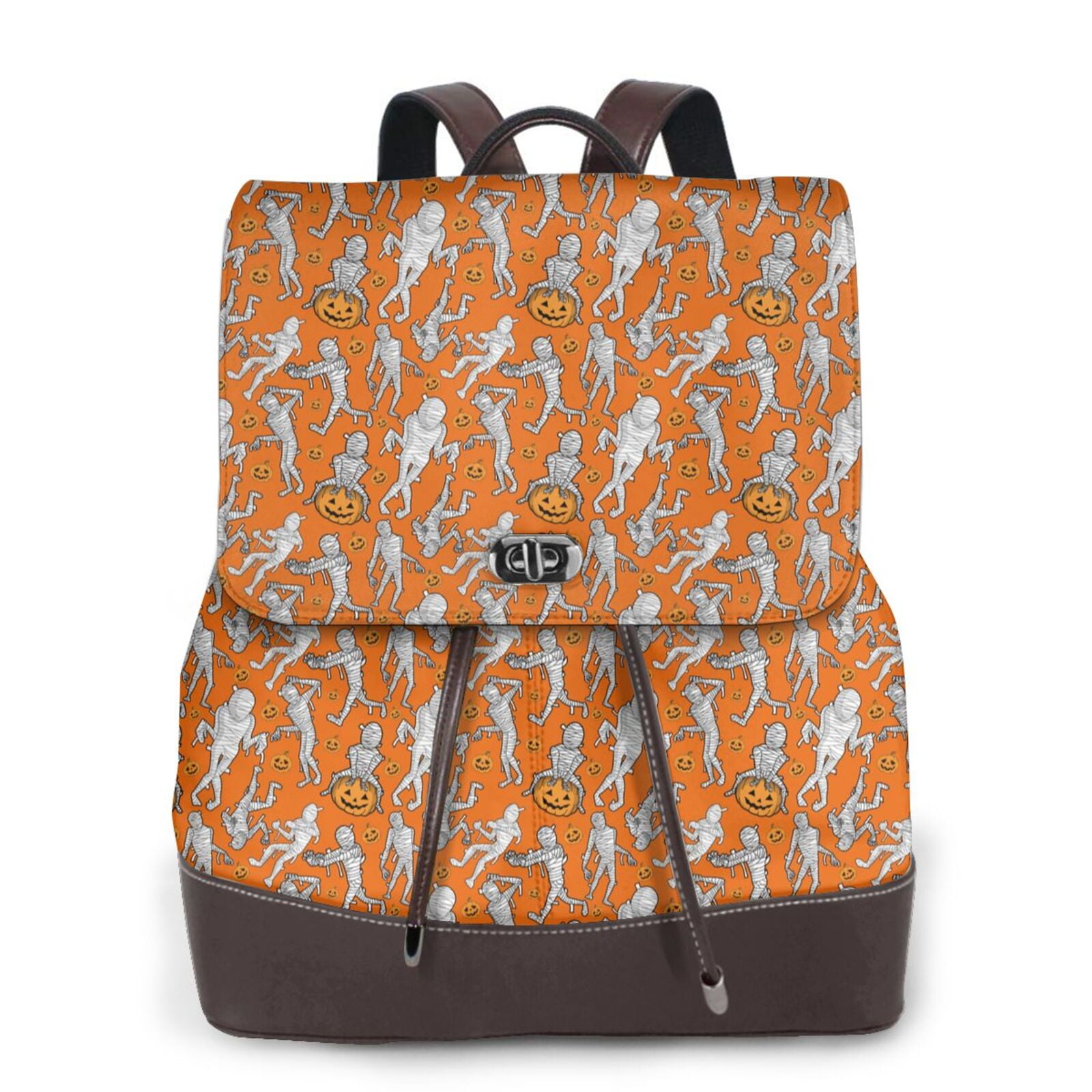 Fuzoiu Halloween Mummy Print Women's Leather Backpack,Backpack in ...