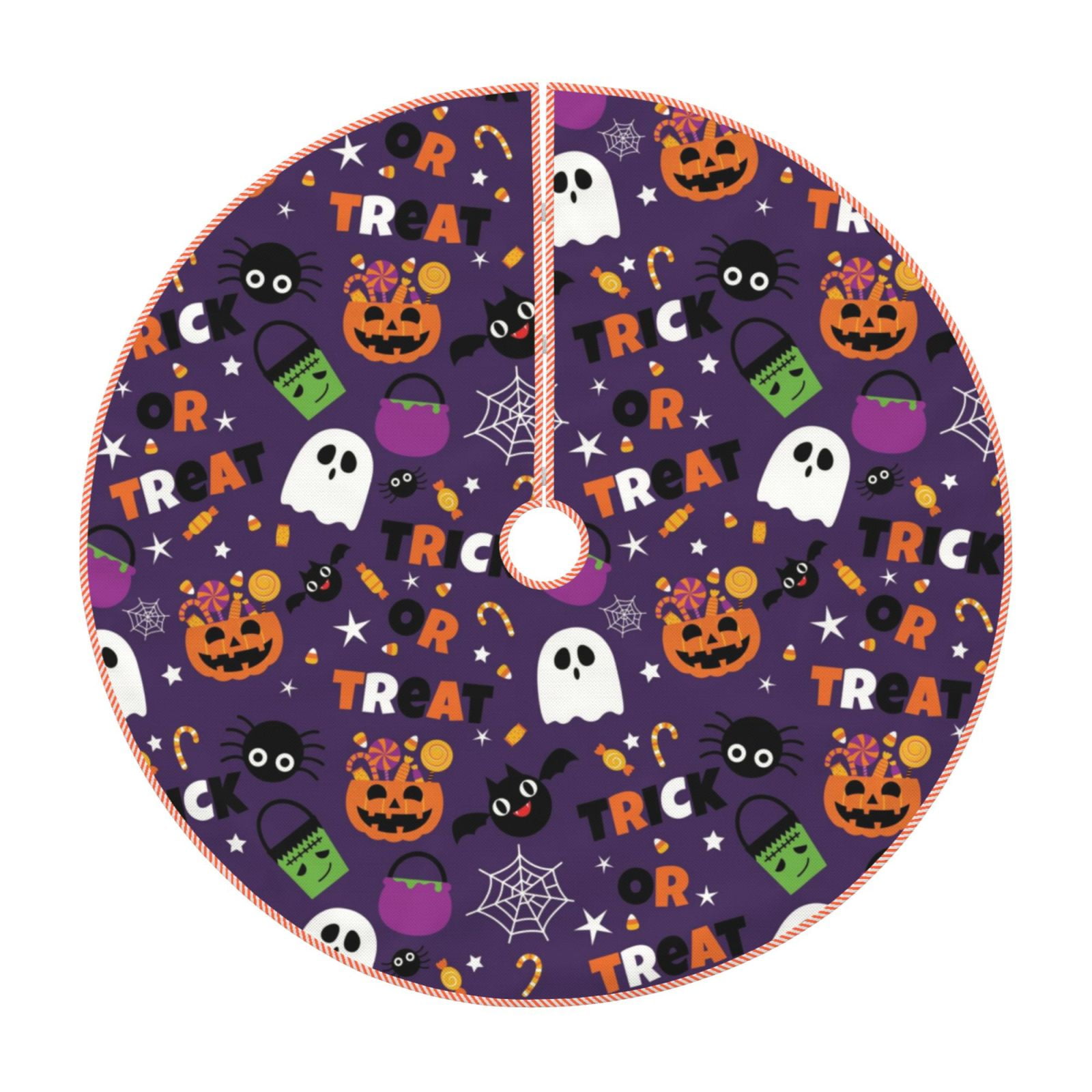 Fuzoiu Halloween Sweet Candy Print Christmas Tree Skirt,Xmas Christmas ...