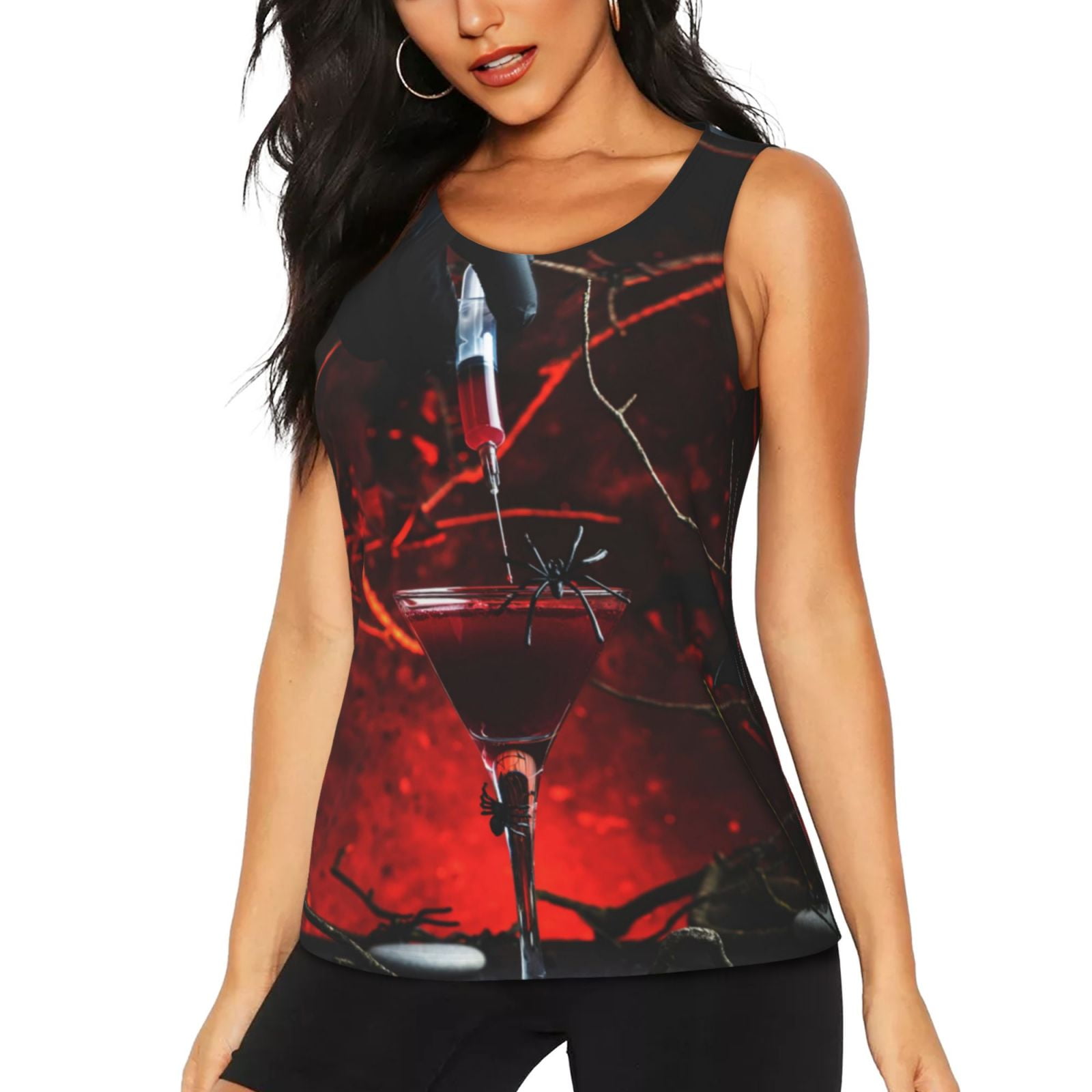Fuzoiu Halloween Vampire Party Print Women's Workout Tank Top,Athletic ...