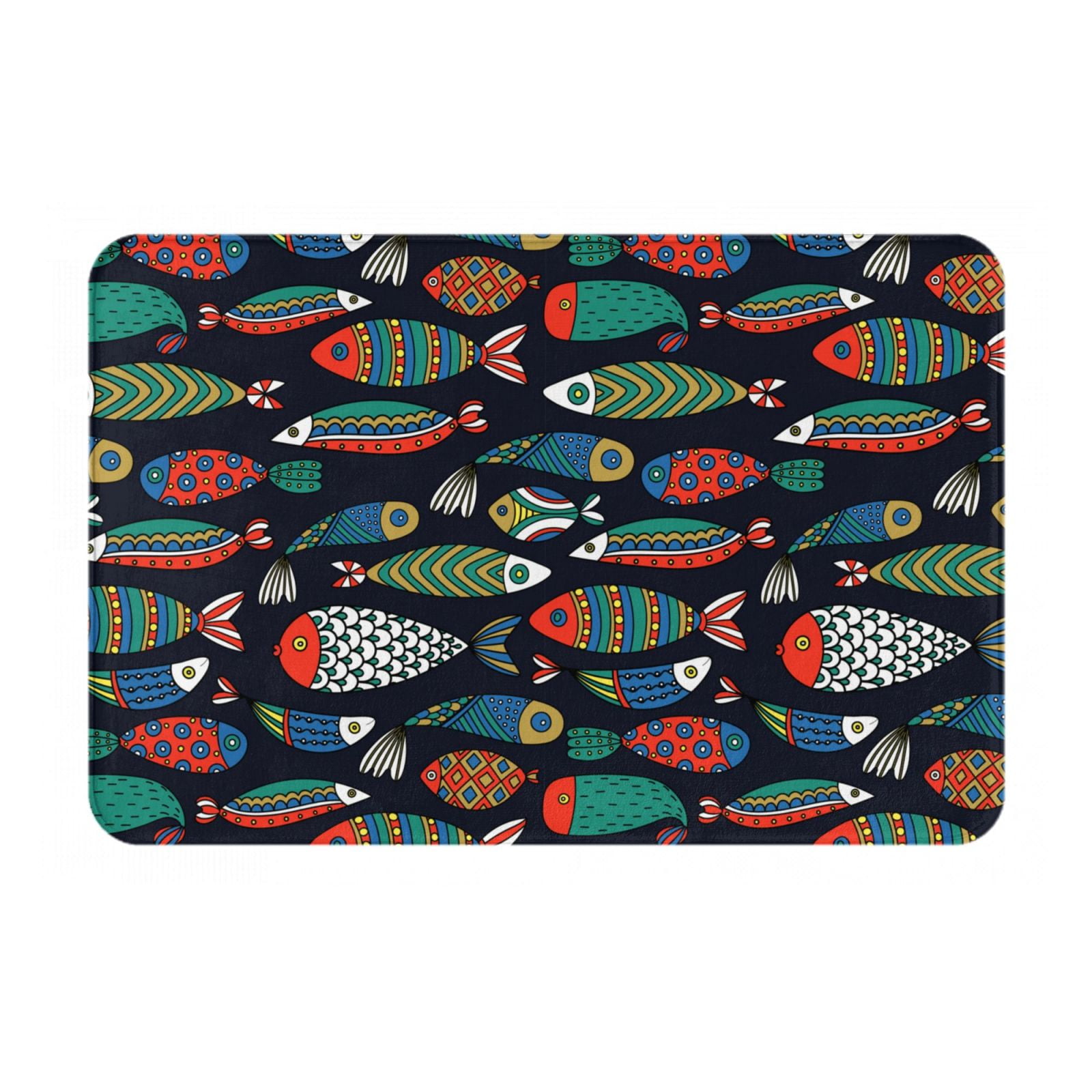 Fuzoiu Hand Drawn Colorful Fishes Print Door Mat Outdoor Indoor Welcome ...