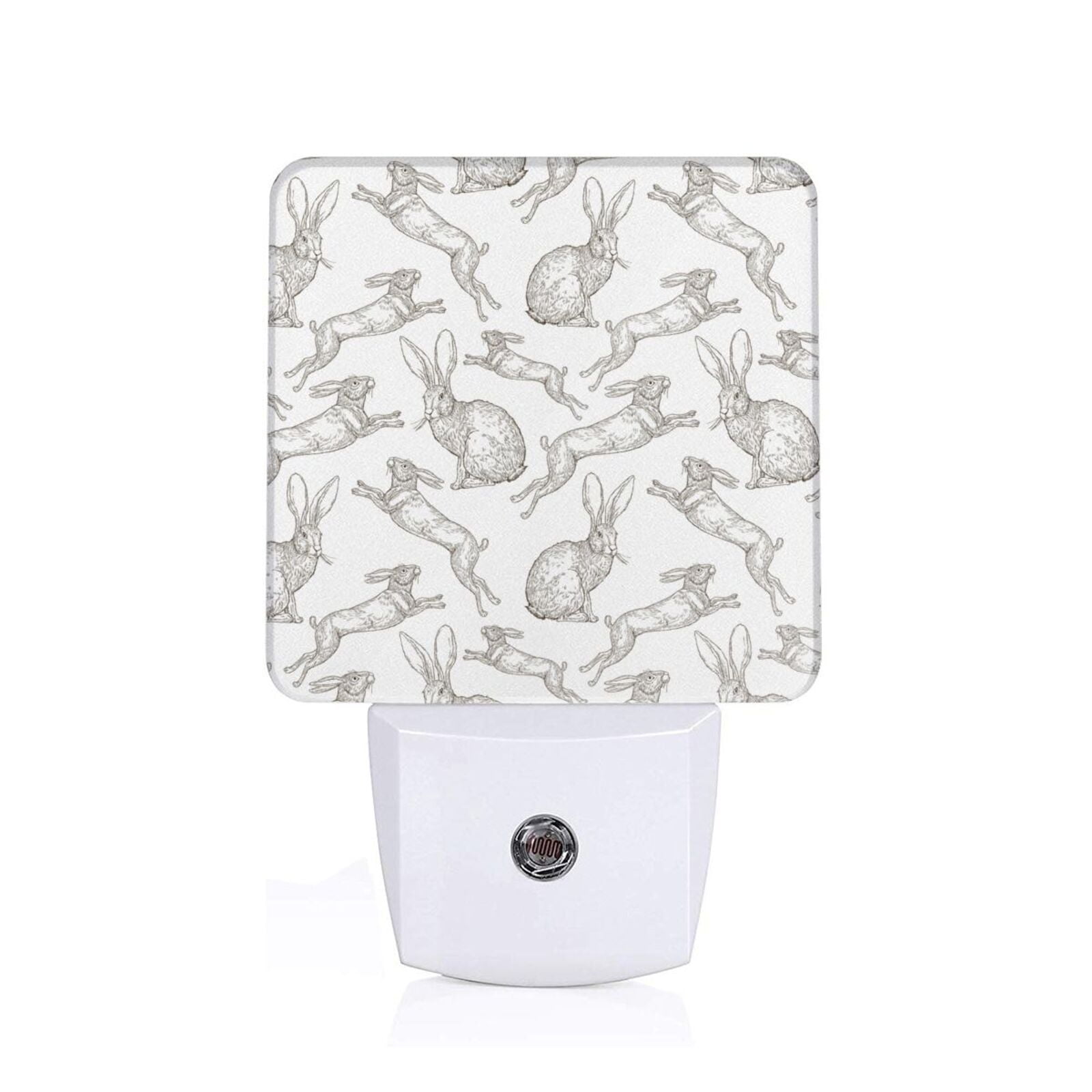 Fuzoiu Hand Drawn Rabbit Print Dusk to Dawn LED Night Light with Light ...