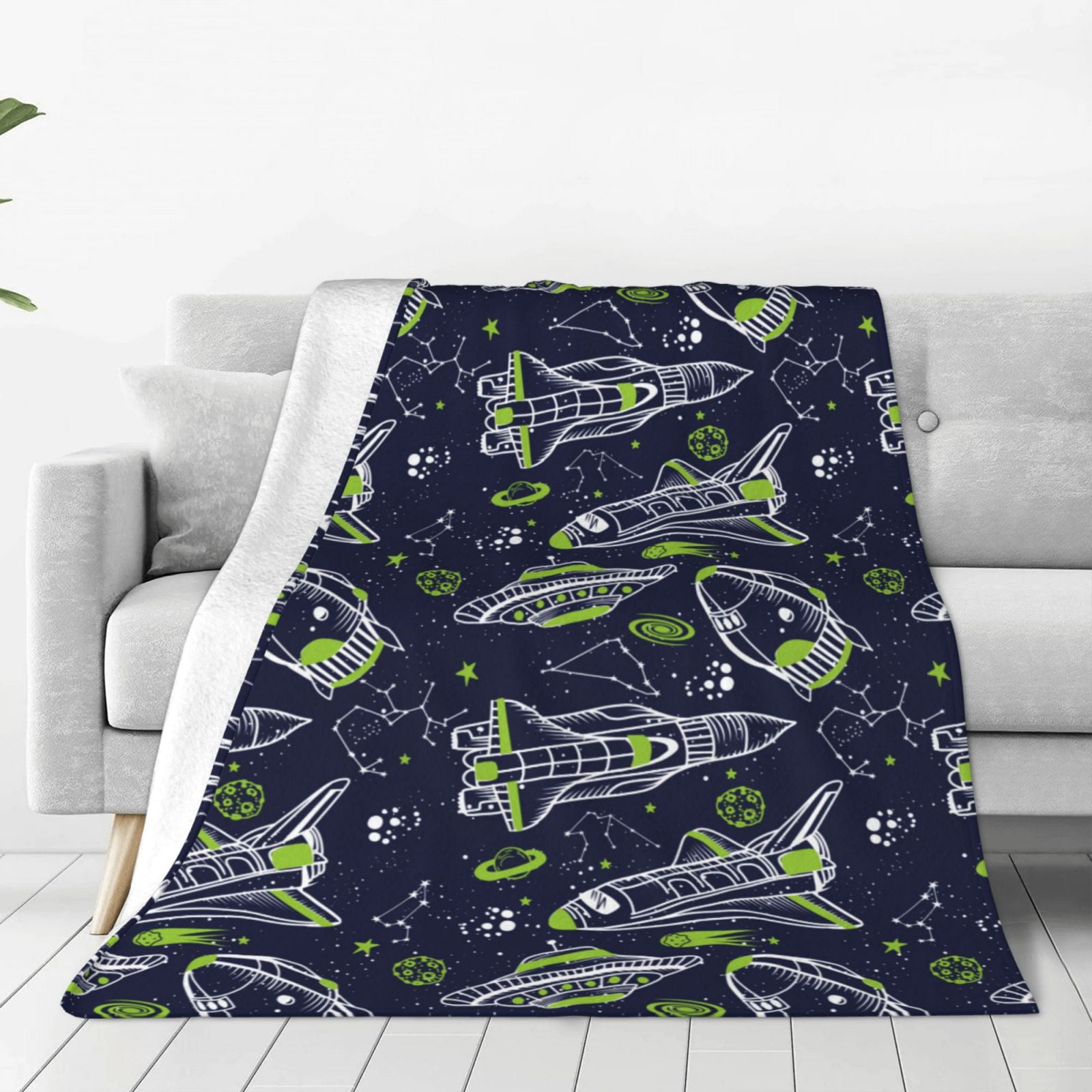Fuzoiu Hand Drawn Rockets Print Ultra-Soft Micro Fleece Blanket,All ...