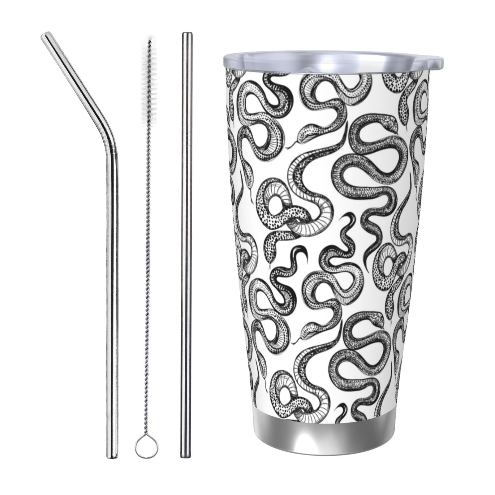 Fuzoiu Hand Drawn Snake Print 20oz Tumbler, Stainless Steel Vacuum ...