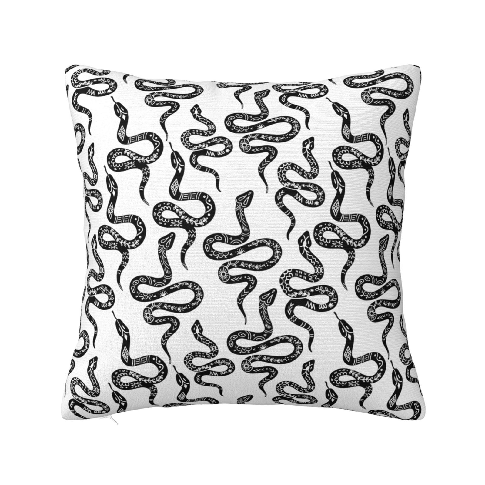 Fuzoiu Hand Drawn Snake Print Square Pillow Cover,Hidden Zipper Design ...