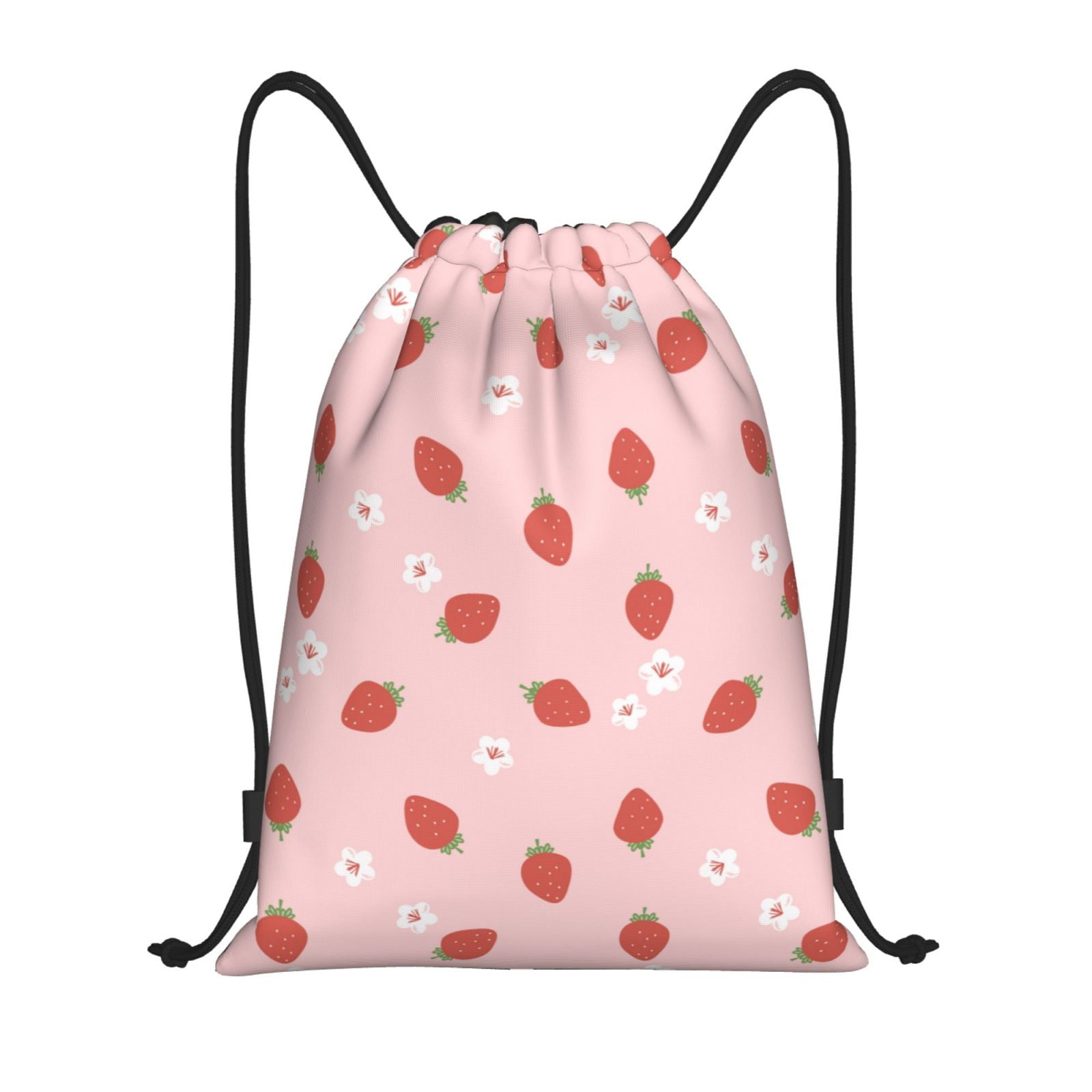 Fuzoiu Hand Drawn Strawberry Print Drawstring Backpack for Gym, Travel ...