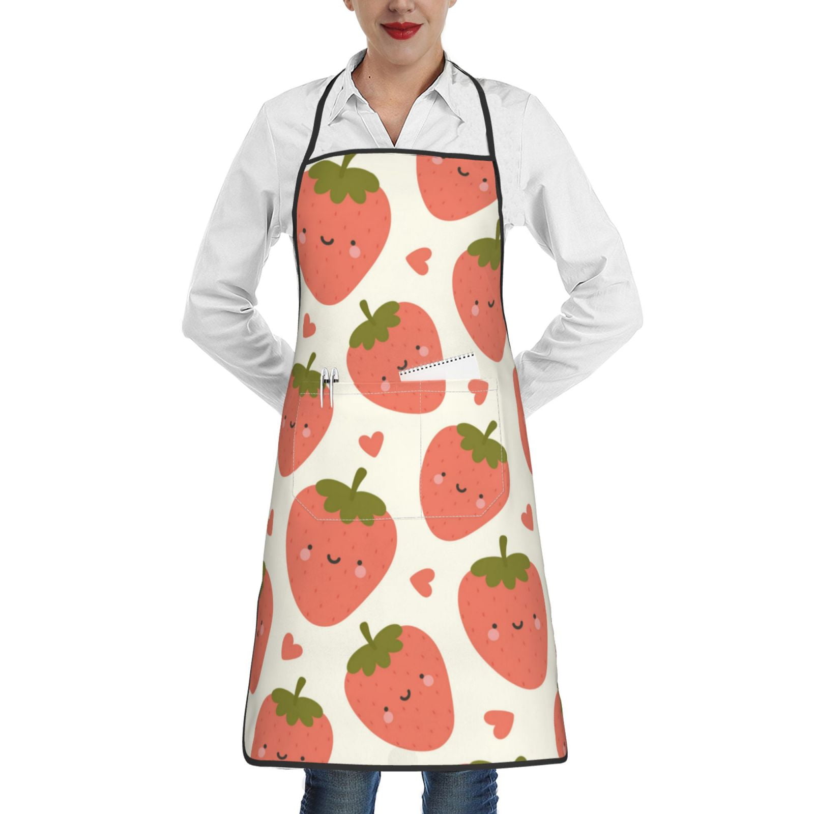 Fuzoiu Hand Drawn Strawberry Print Kitchen Cooking Aprons,Kitchen ...