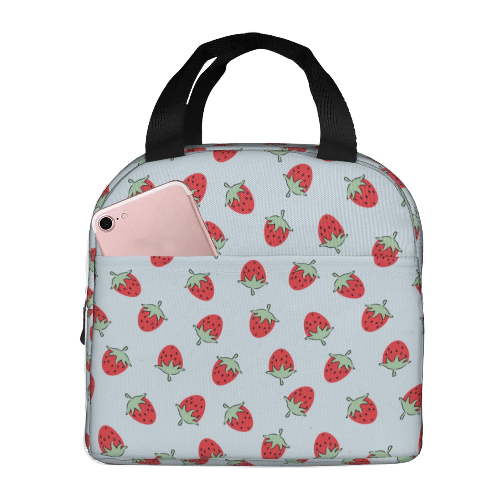 Fuzoiu Hand Drawn Strawberry Print Lunch Bag for Women & Men,Adult ...