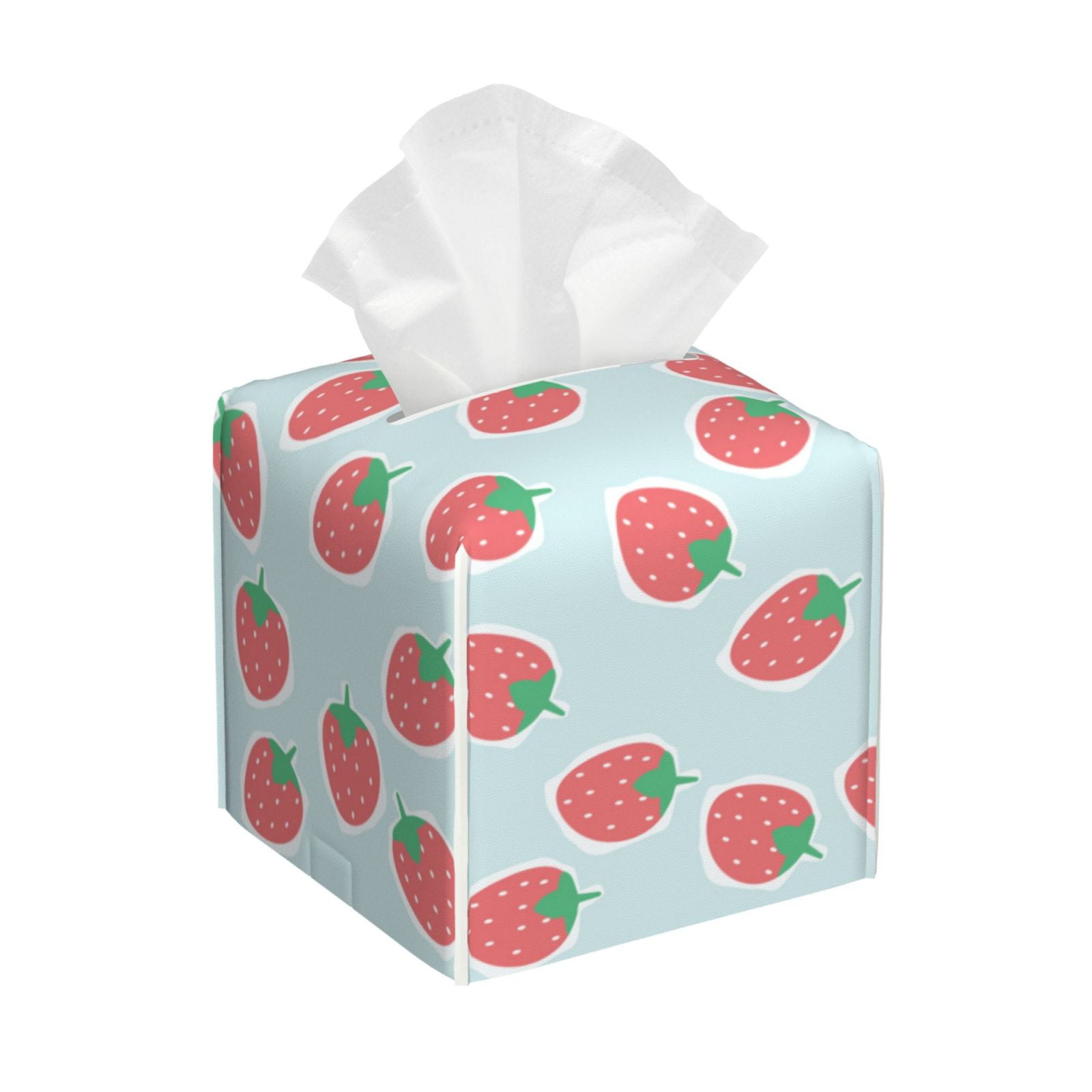 Fuzoiu Hand Drawn Strawberry Print Tissue Box Cover Holder, Square ...