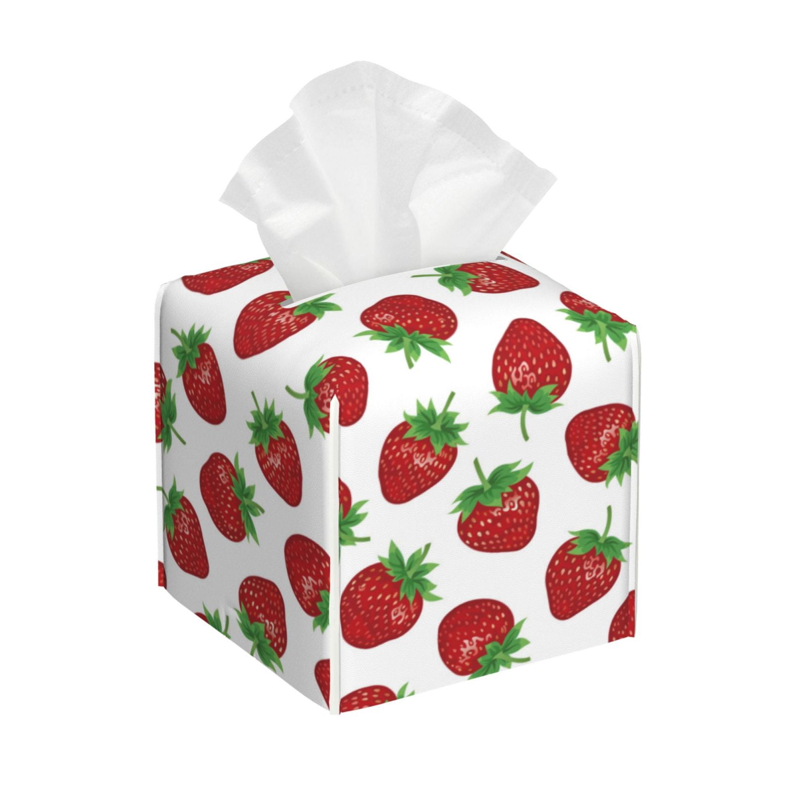Fuzoiu Hand Drawn Strawberry Print Tissue Box Cover Holder, Square ...