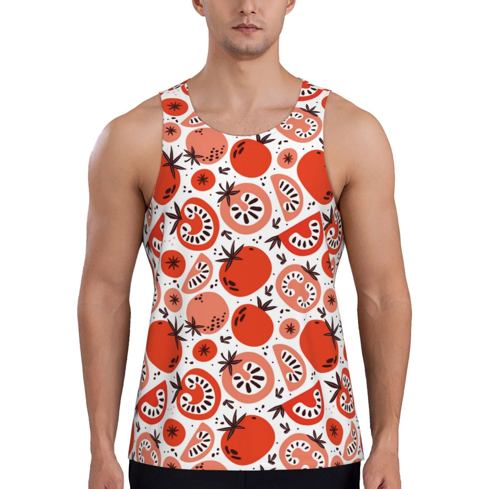 Fuzoiu Hand Drawn Tomatoes Print Men's Workout Tank Tops,Sleeveless Gym ...