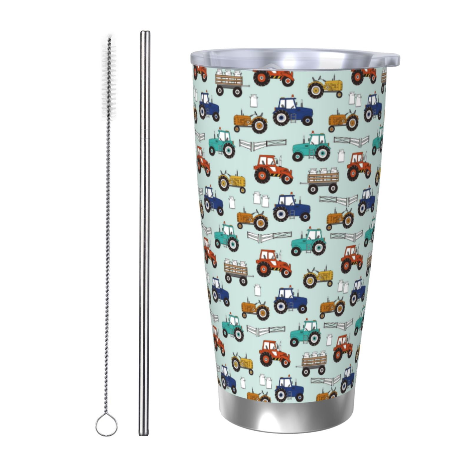 Fuzoiu Hand drawn tractors Print 20oz Tumbler, Stainless Steel Vacuum ...