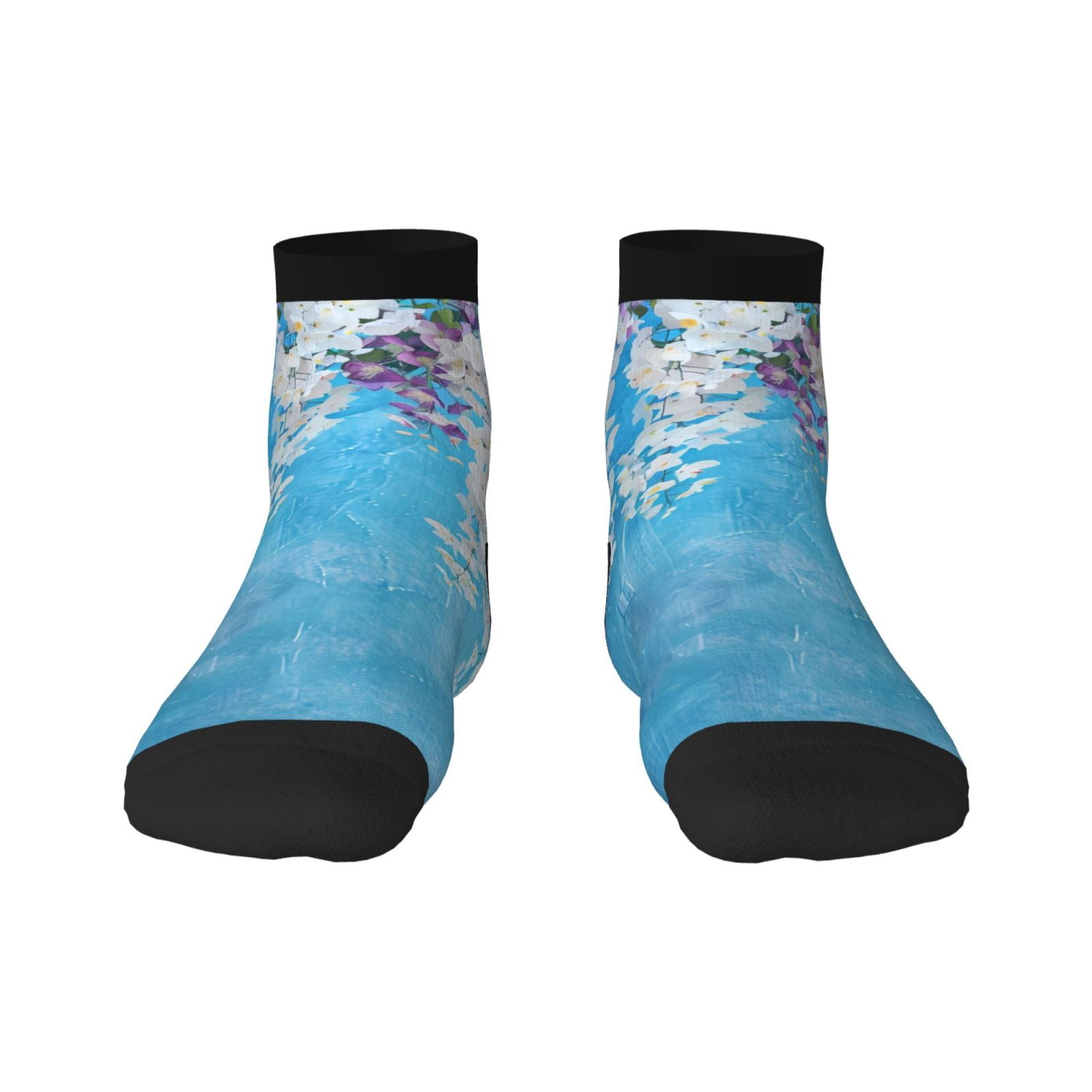 Fuzoiu Hanging Orchids Floral Blue Print Adult Socks, Crew Moisture ...