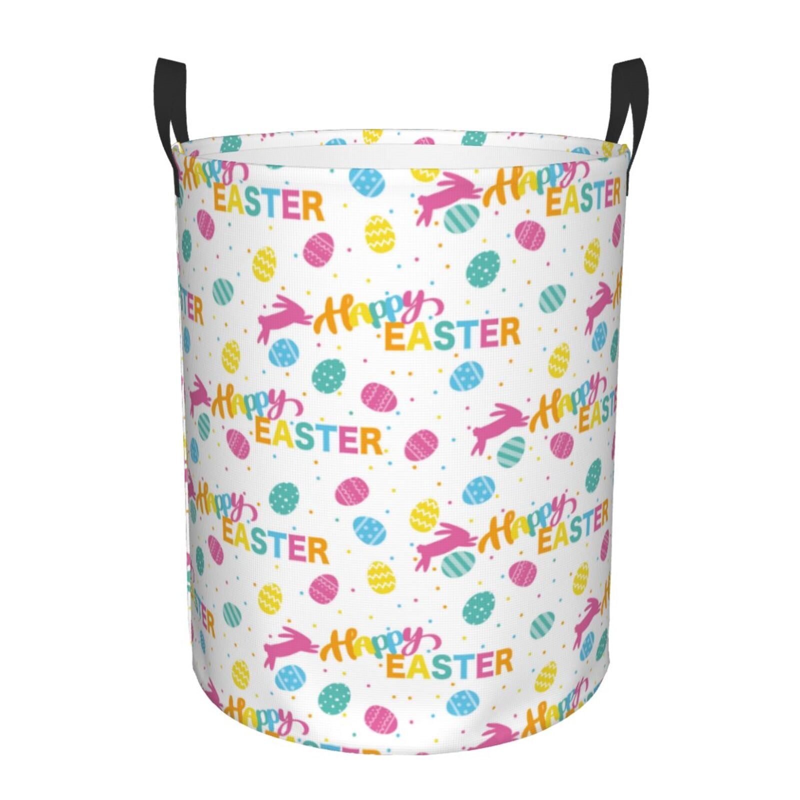 Fuzoiu Happy Easter Print Circular Hamper,Laundry Basket with Handle ...