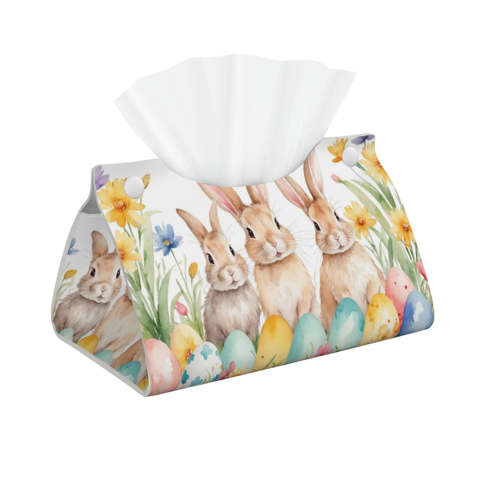 Fuzoiu Happy Easter Print Tissue Box Cover, PU Leather Tissue Holder ...