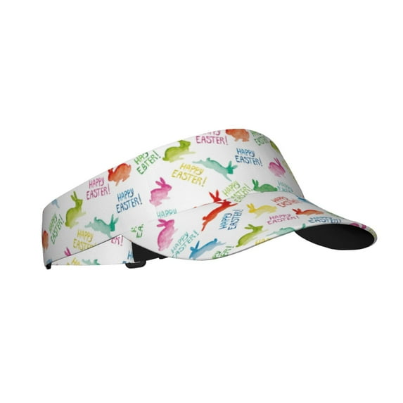 Fuzoiu Happy Easter Rabbit Print Adult Sunscreen Visor Cap,Adjustable Summer Cap for Men Women ...