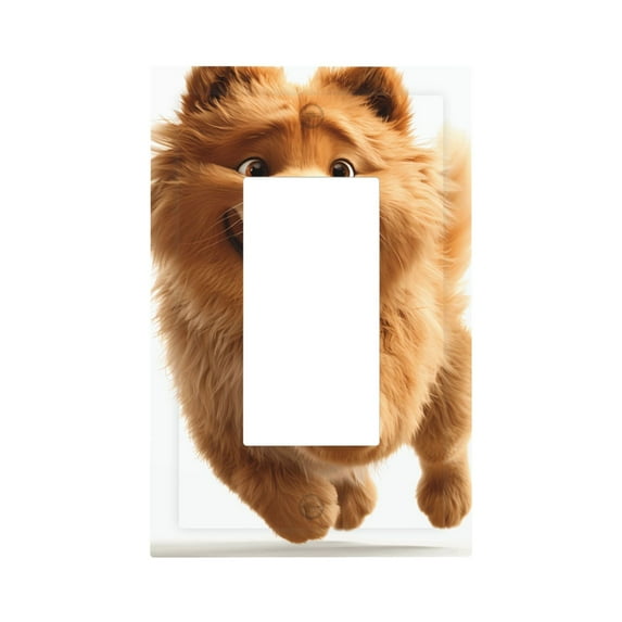 Fuzoiu Happy Fluffy Running Dog Print Single Duplex Outlet Cover Plate ...