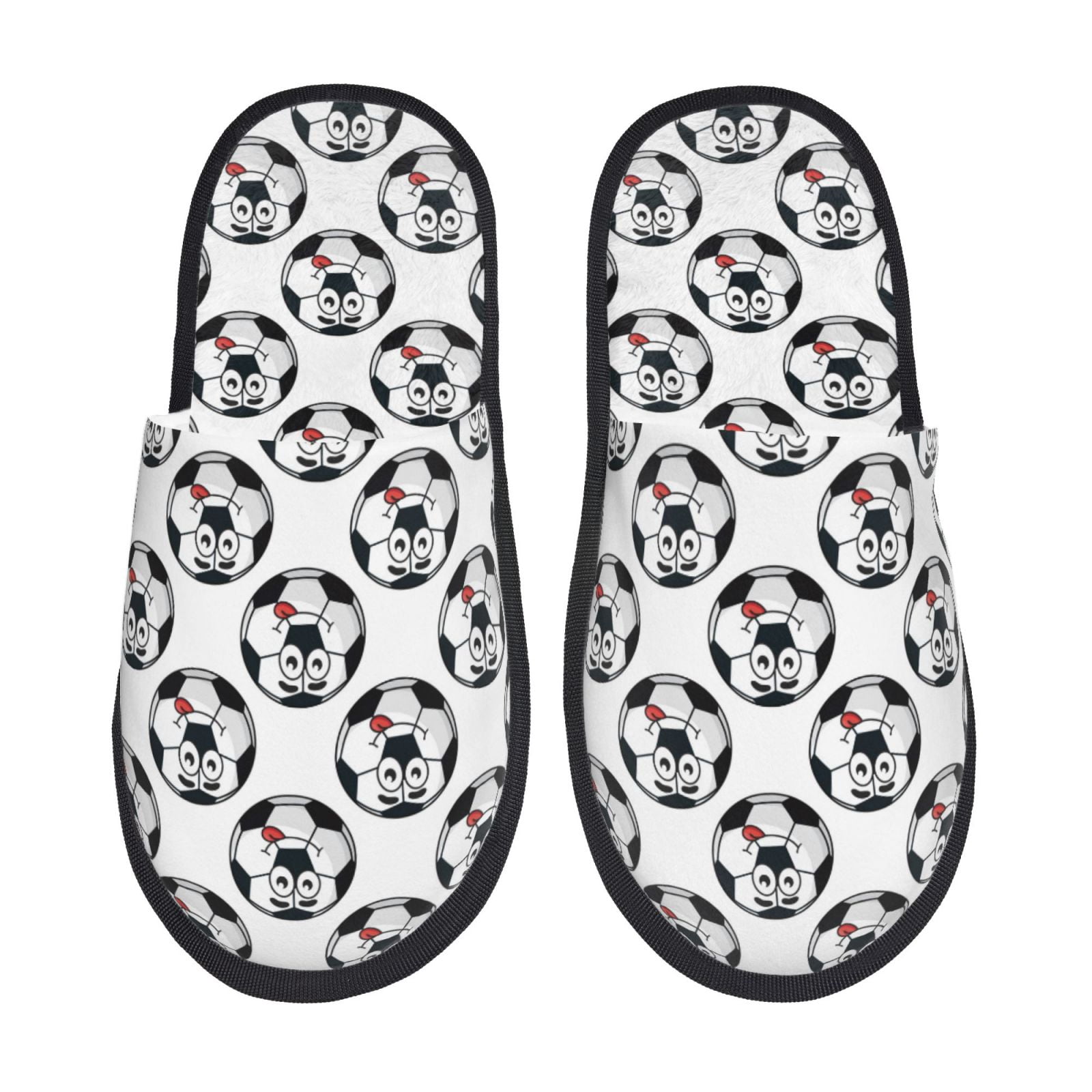Fuzoiu Happy Football Print Unisex Furry Slippers,Plush Indoor Shoes ...