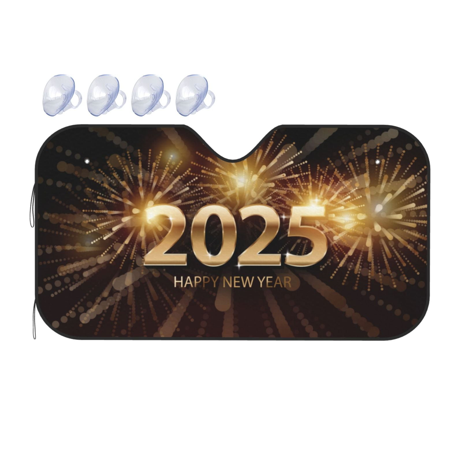 Fuzoiu Happy New Year 2025 B Print Car Windshield Sunshade,Foldable ...