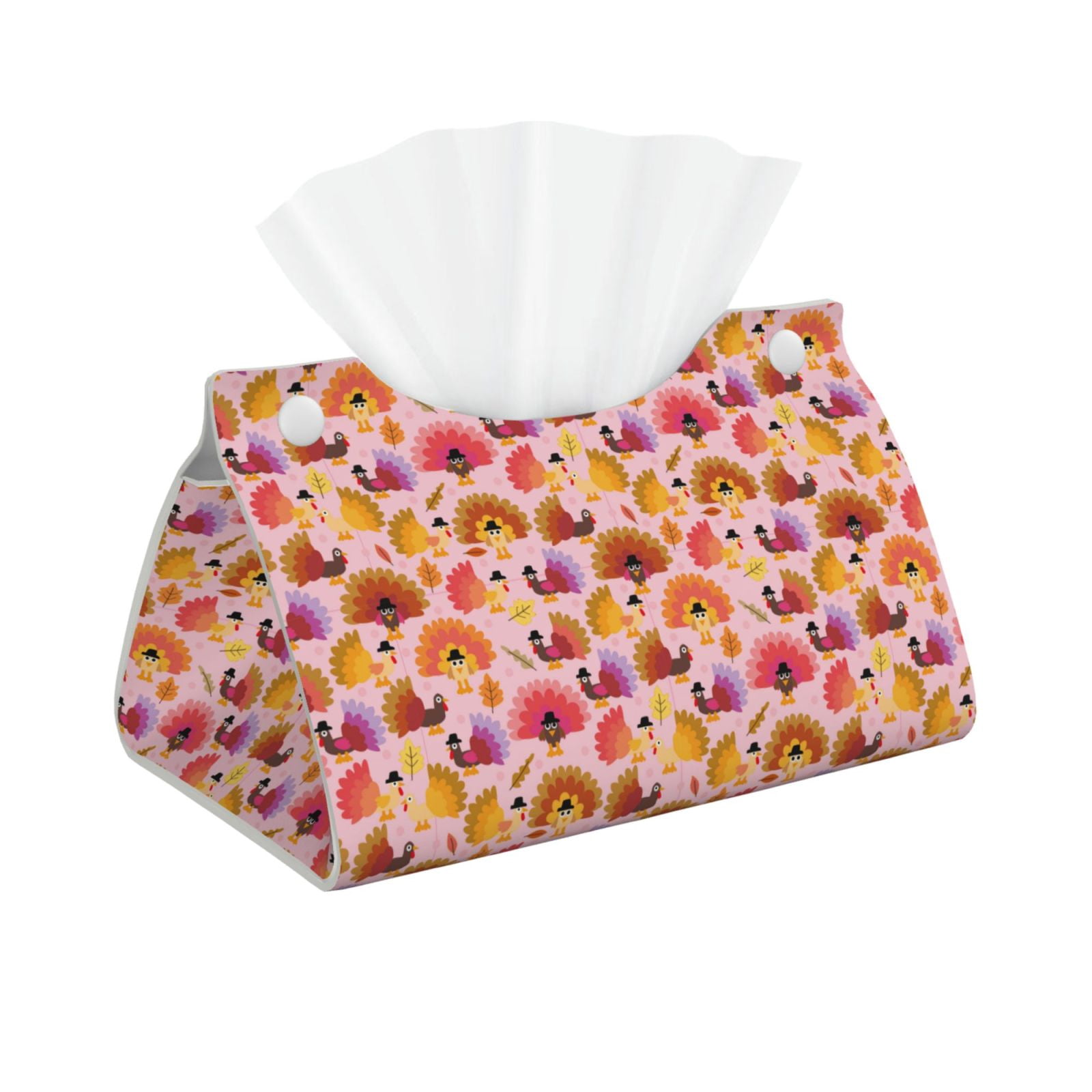 Fuzoiu Happy Thanksgiving Turkey Print Tissue Box Cover, PU Leather ...