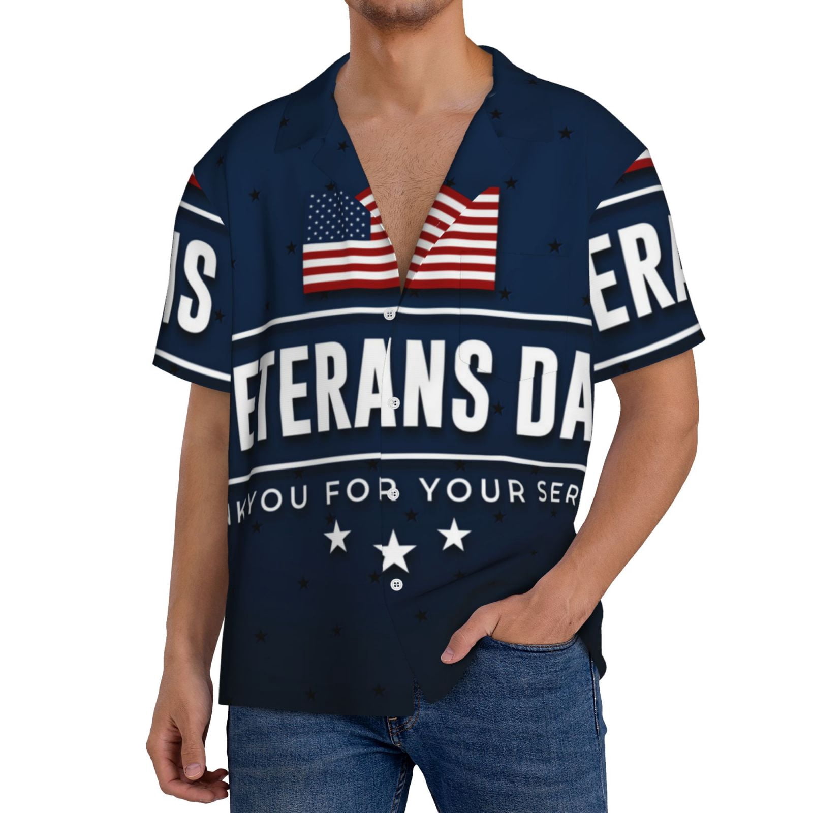 Fuzoiu Happy Veterans Day Print Men's Casual Short,Men's Short Sleeve ...