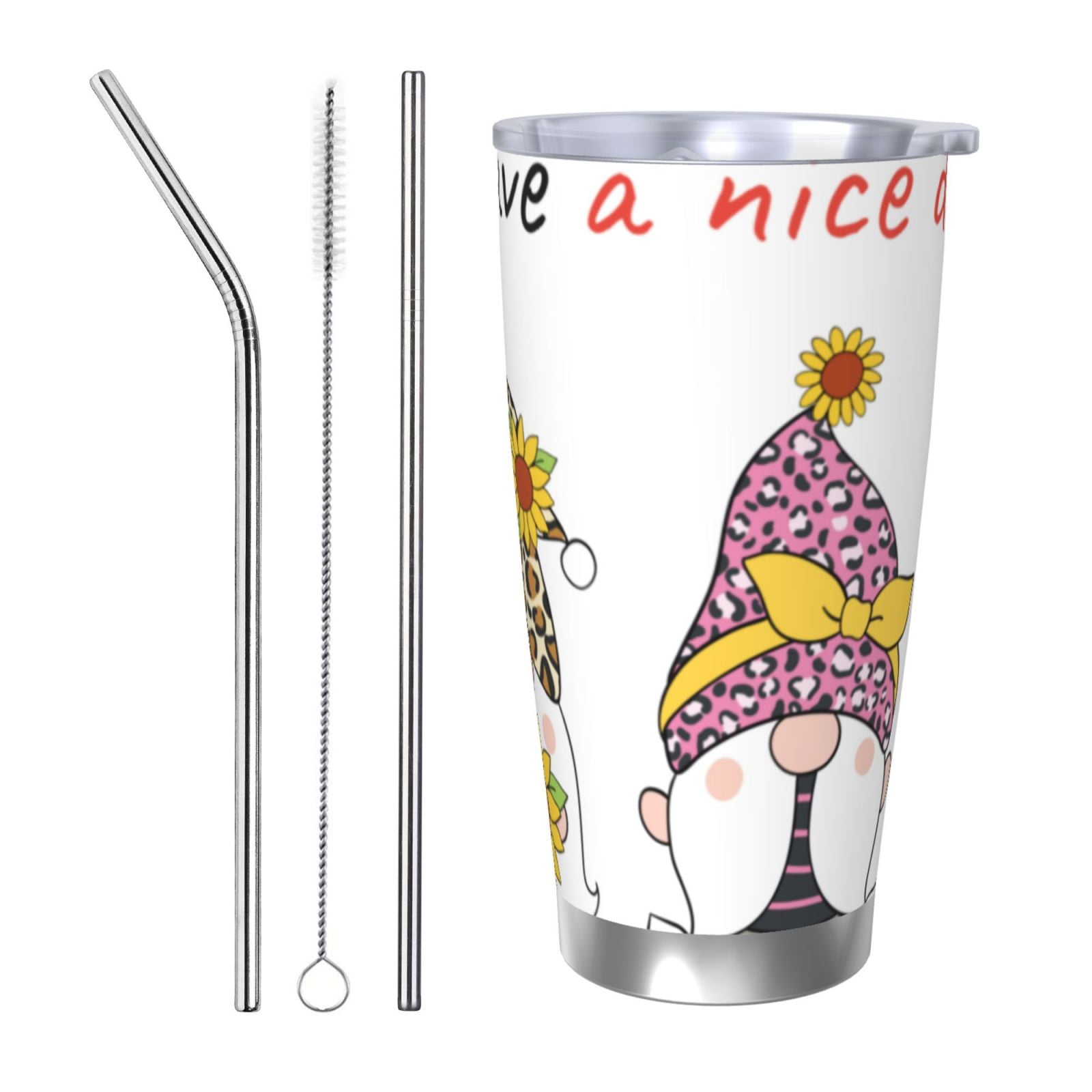 Fuzoiu Have a Nice Day Print 20oz Tumbler, Stainless Steel Vacuum ...
