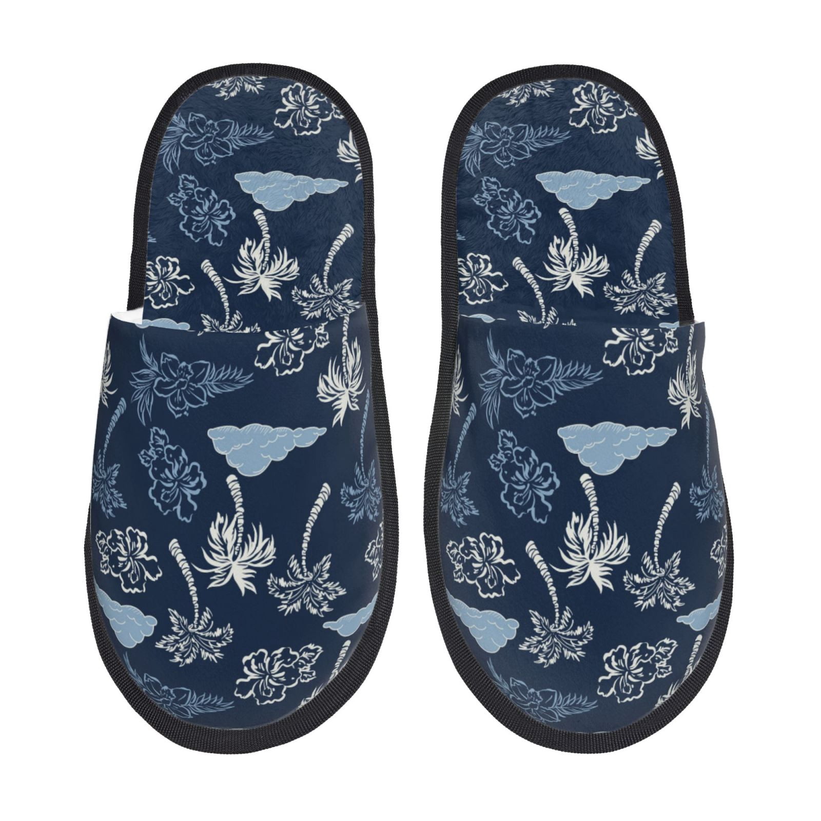 Fuzoiu Hawaii Palms Print Unisex Furry Slippers,Plush Indoor Shoes ...