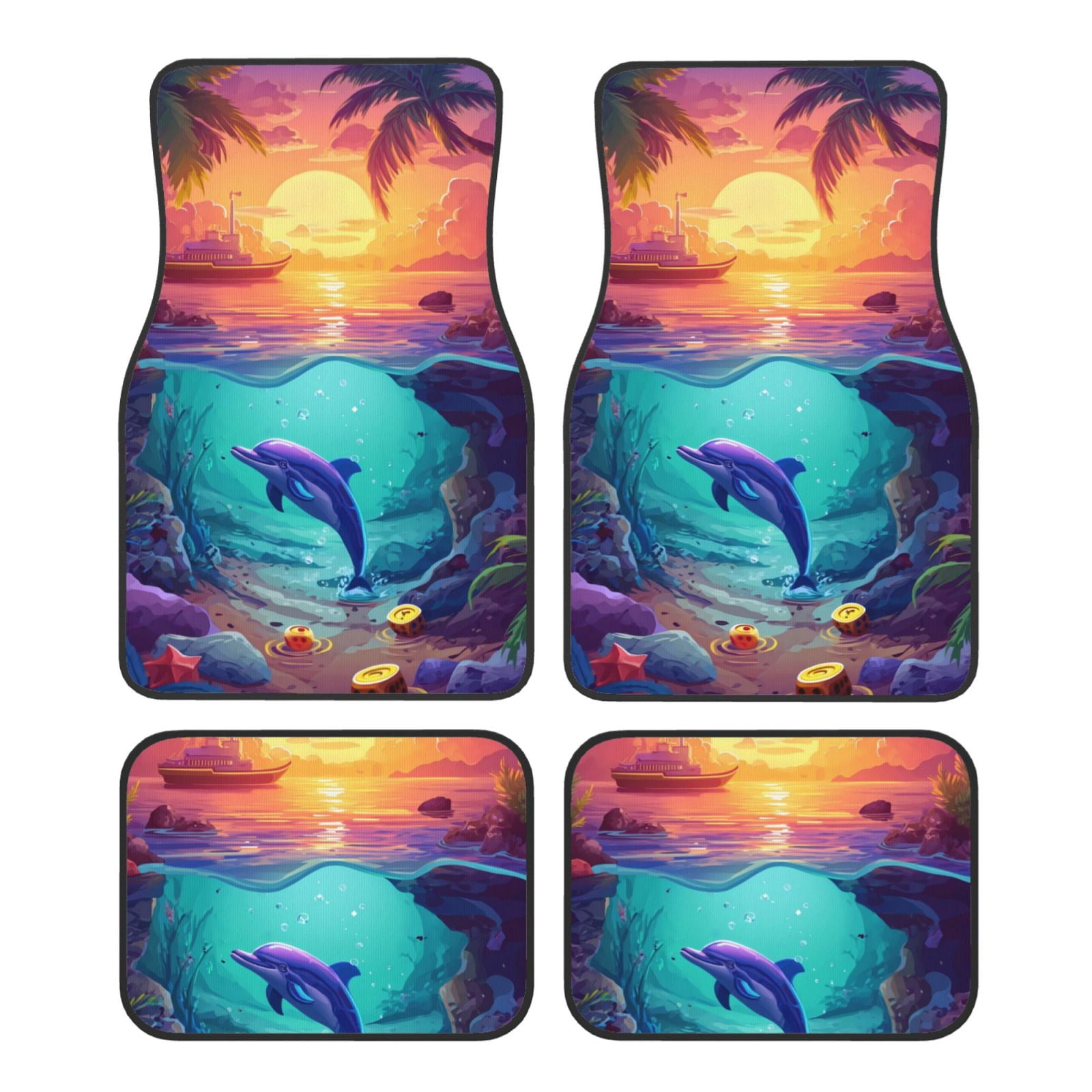 Fuzoiu Hawaiian Island Dolphin Print Carpet Floor Mats for Car,Car Foot ...