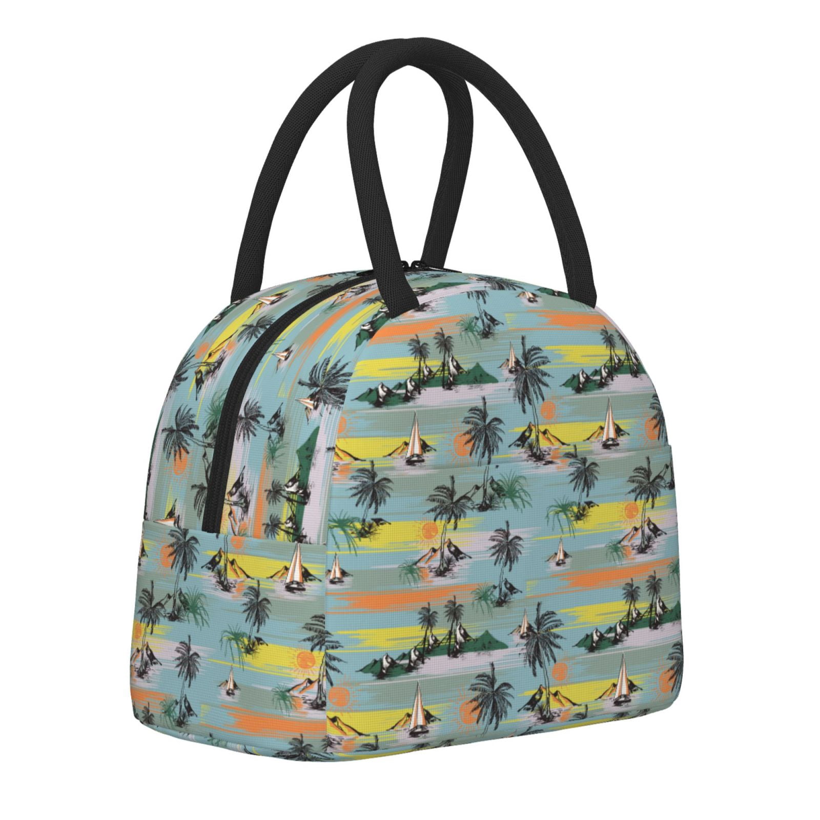 Fuzoiu Hawaiian Style Print Insulated Lunch Bag for Women Men,Adults ...